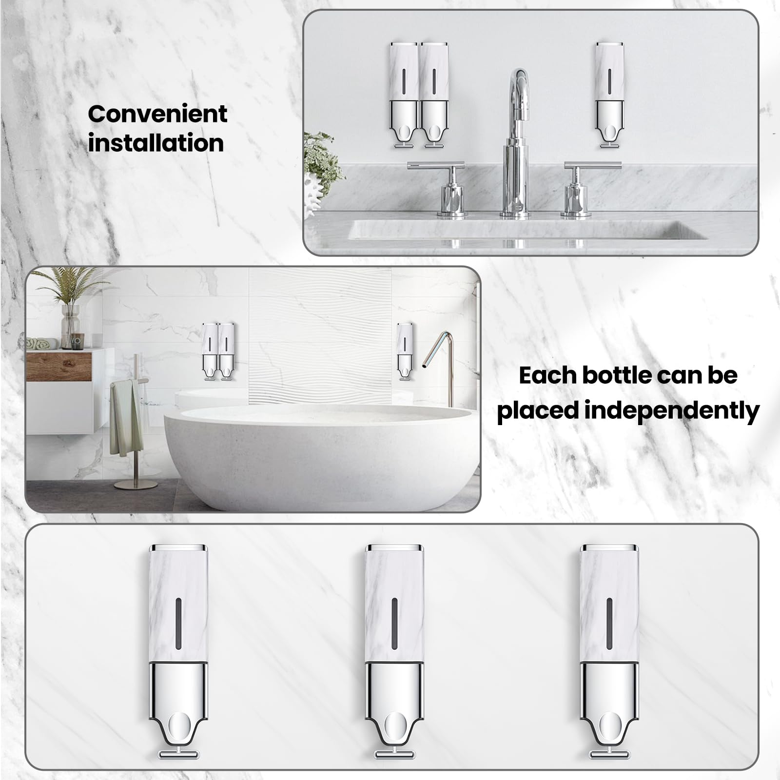 Snapklik.com : 3-in-1 Quadrate Dispensers For The Shower,Shower Soap ...