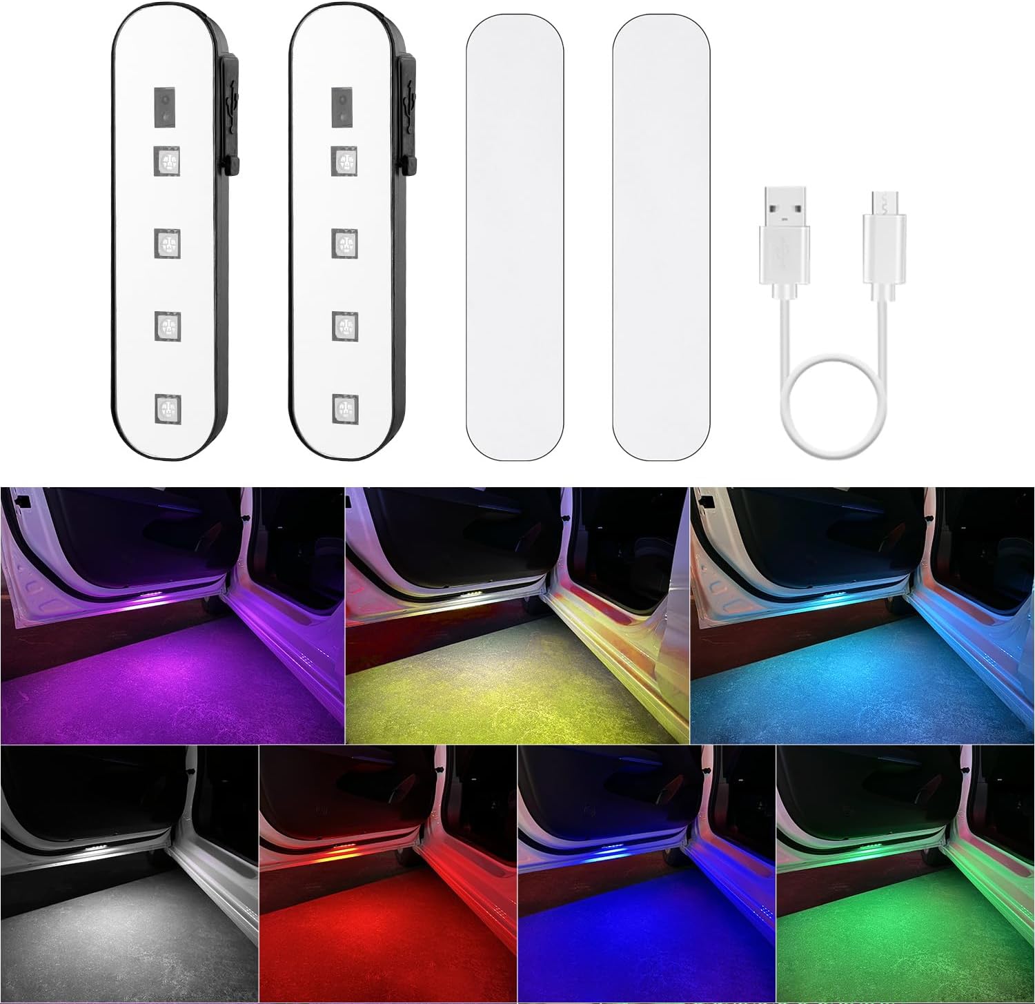 Amazon.com: CARFIB Car Door Lights Projector Wireless 7-Color Interior ...