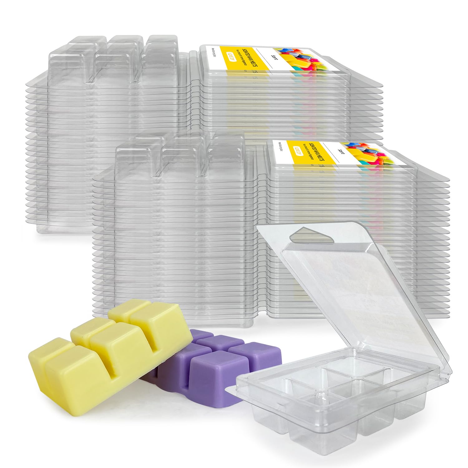 Snapklik.com : 50 Packs Wax Melt Molds, 6 Cavity Clear Empty Plastic ...