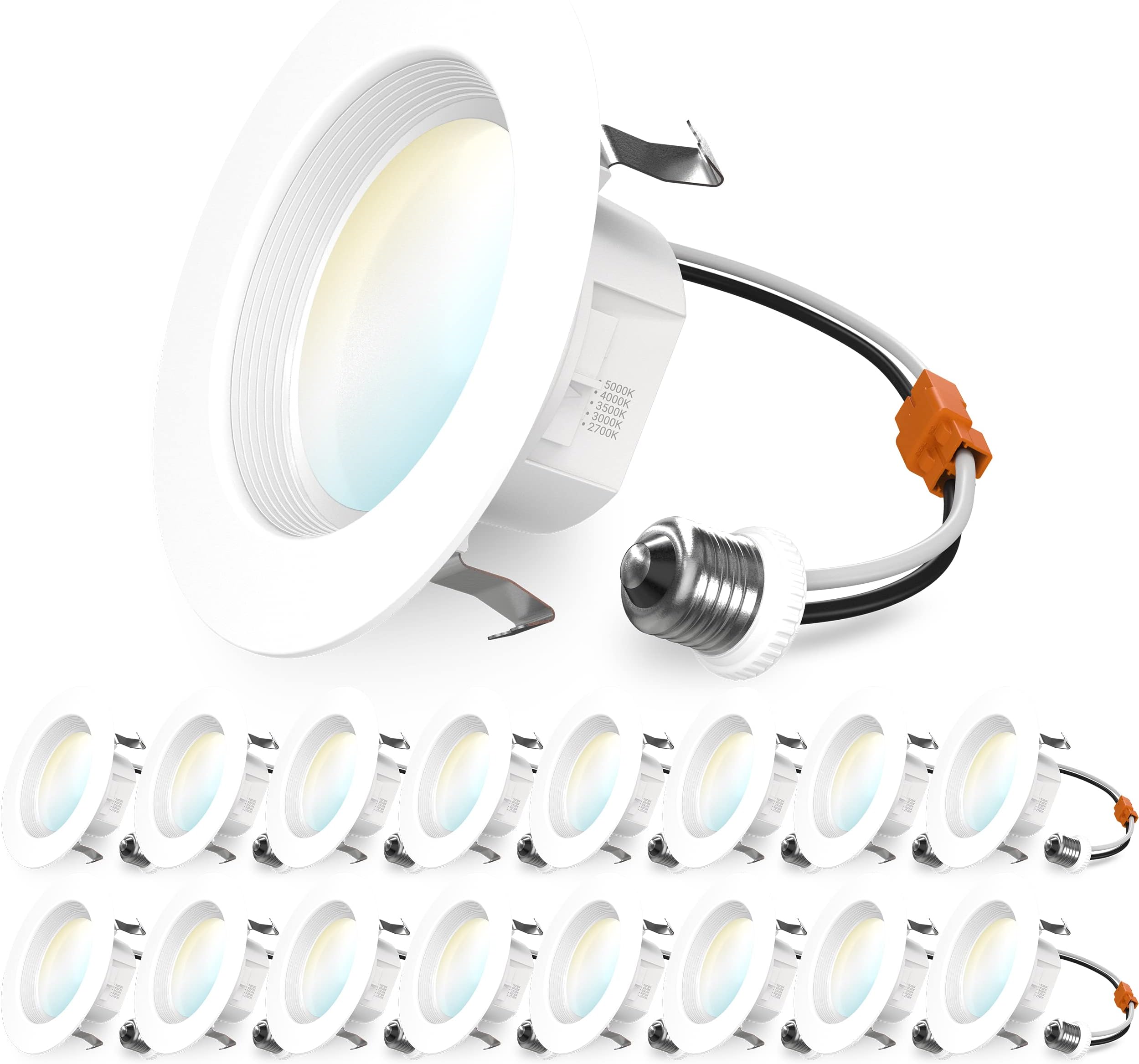 LUXRITE 4 Inch LED Recessed Can Lights, 10W=60W, CCT Color Selectable ...