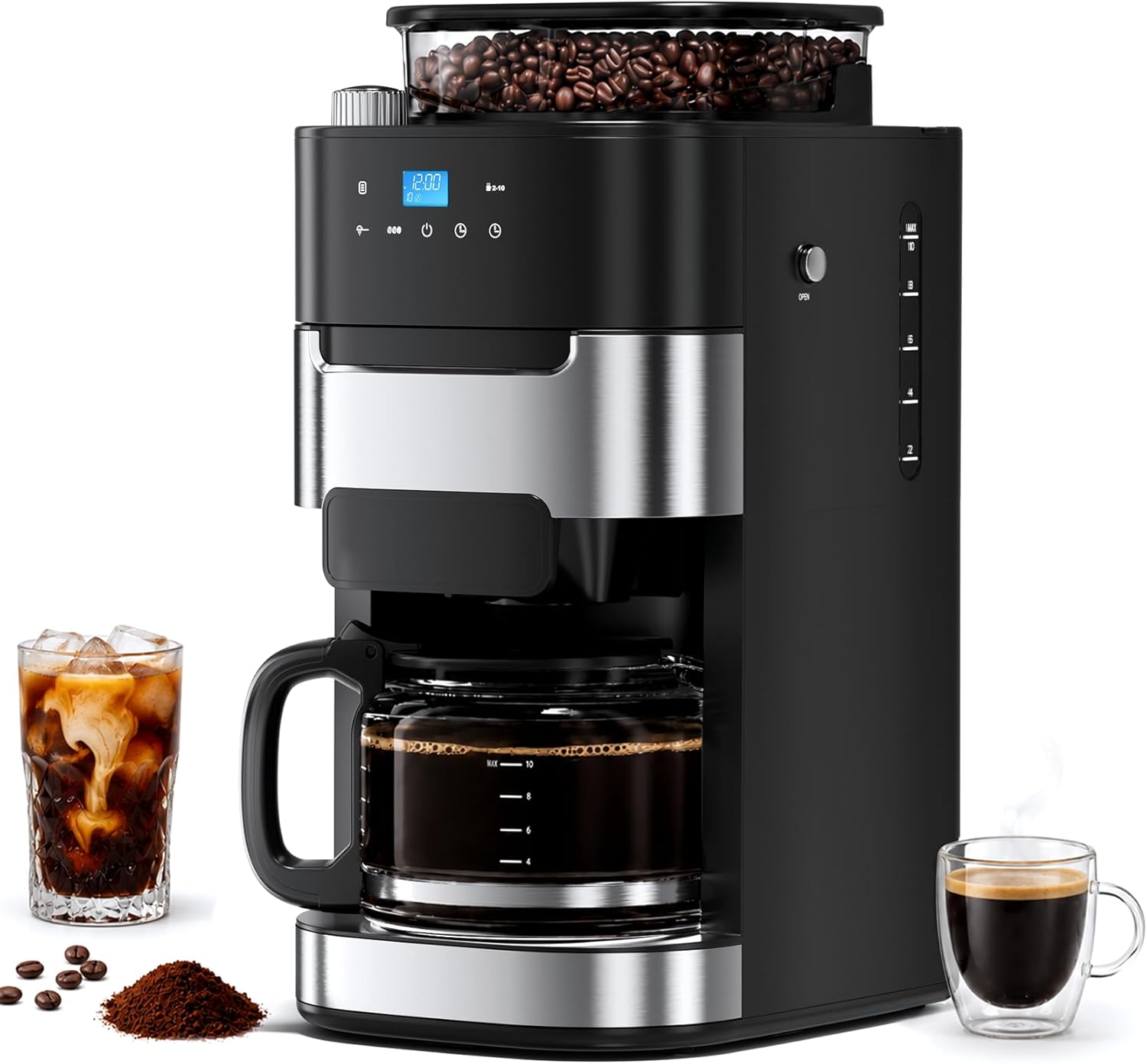Amazon.com: Electactic 10-Cup Drip Coffee Maker with Built In Grinder ...
