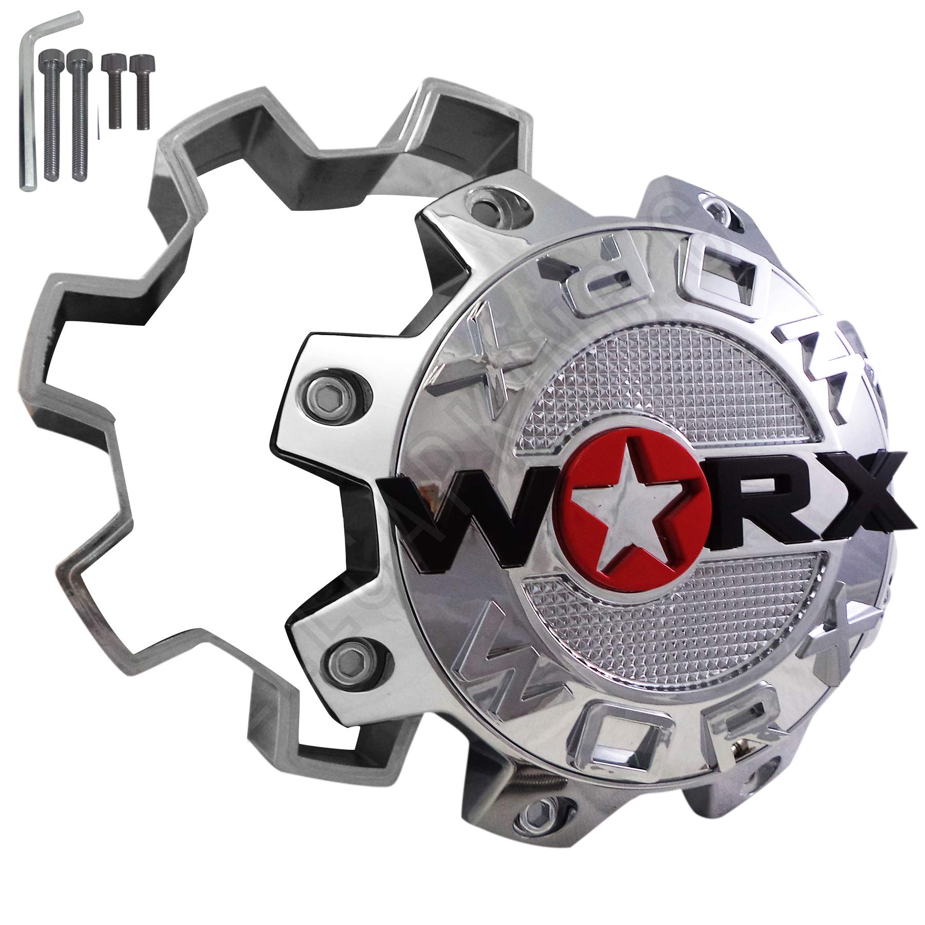 Amazon.com: WRX-8808L / Worx Alloy 8-Lug Chrome Bolt On Center Cap ...
