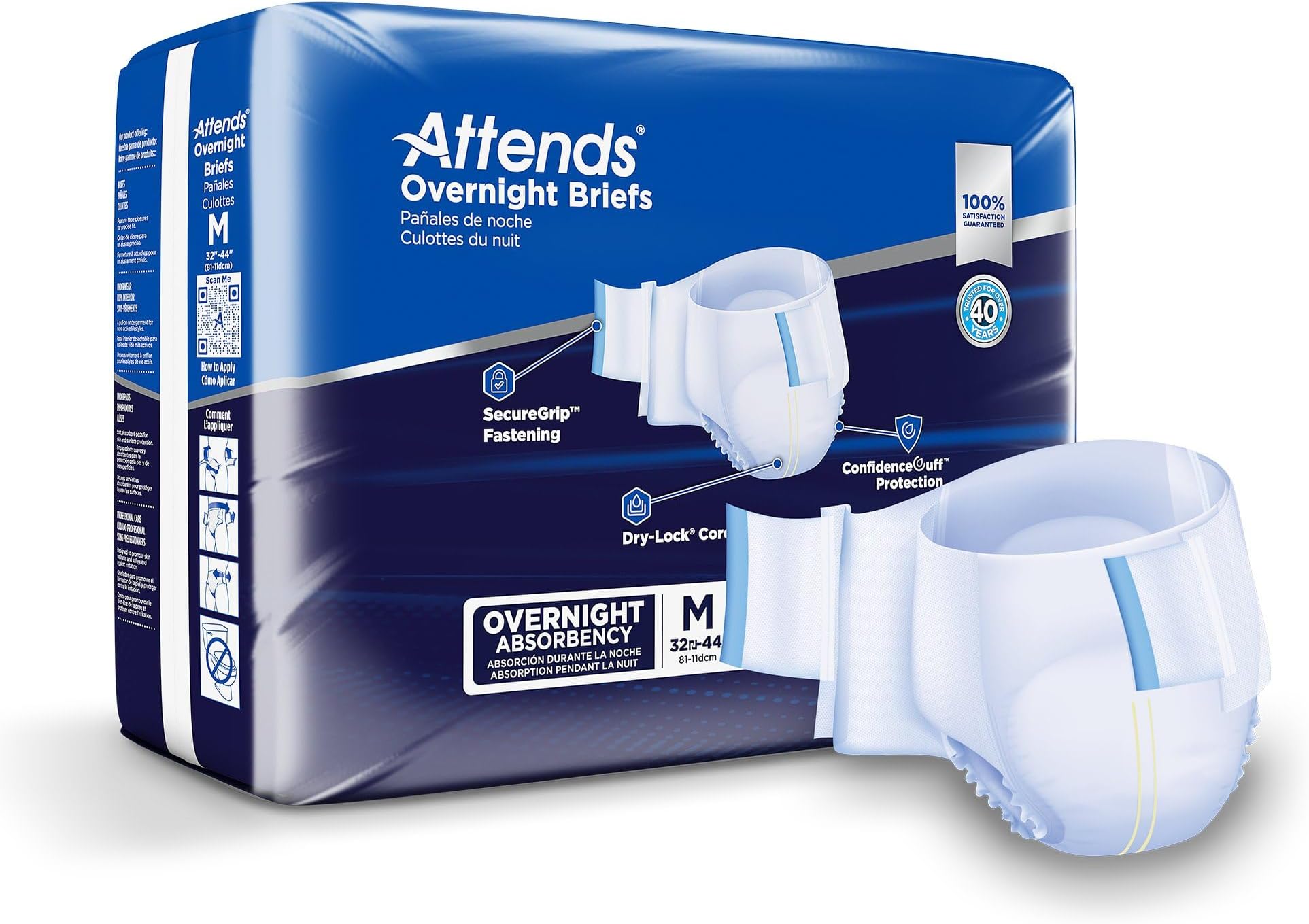 Amazon.com: Attends Extended Wear Brief, Medium, 32" - 44", Heavy ...