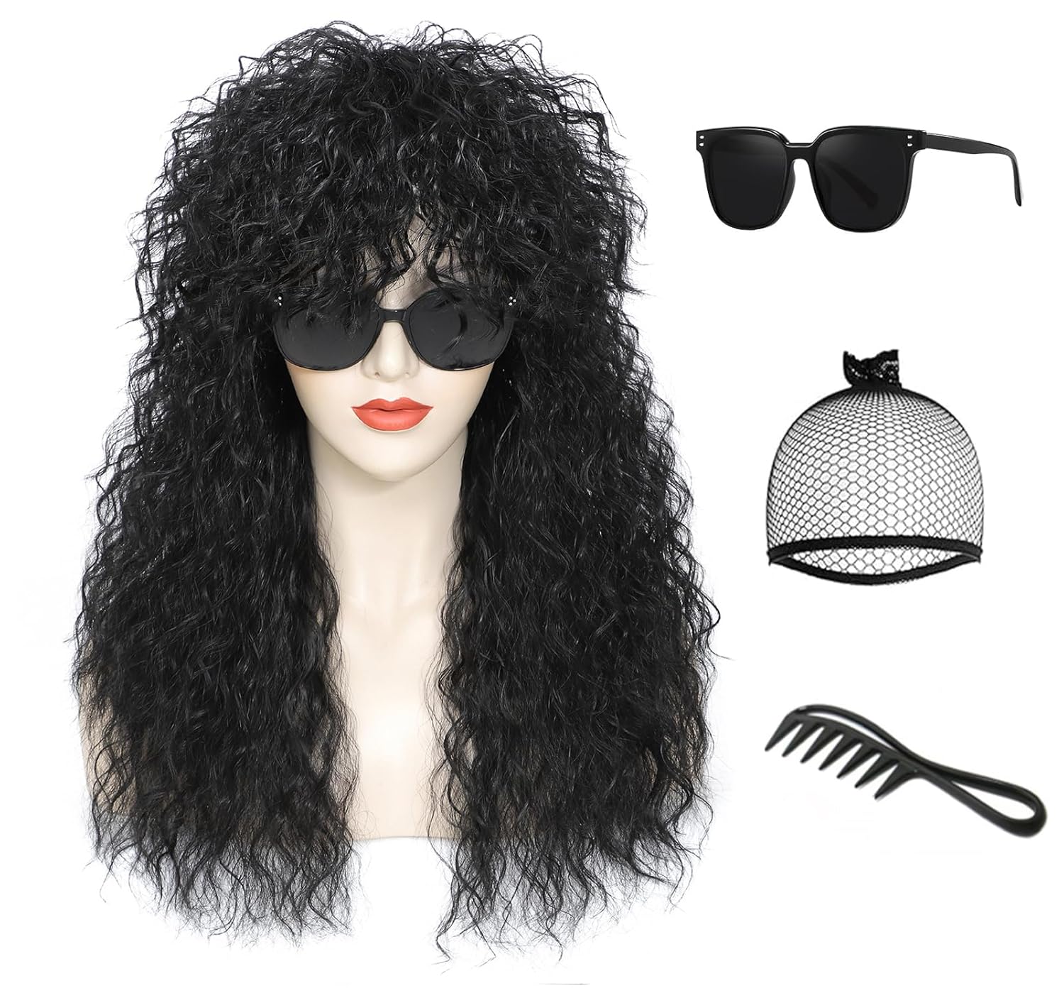 Amazon.com: Adequate Women’s 80s Rocker Mullet Wig Halloween Costume ...