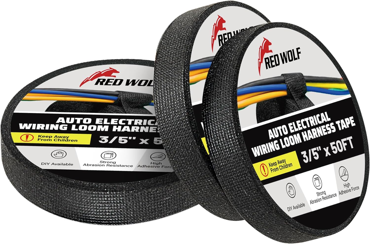 Amazon.com: RED WOLF Electric Wiring Harness Tape 3 Rolls High Temp ...