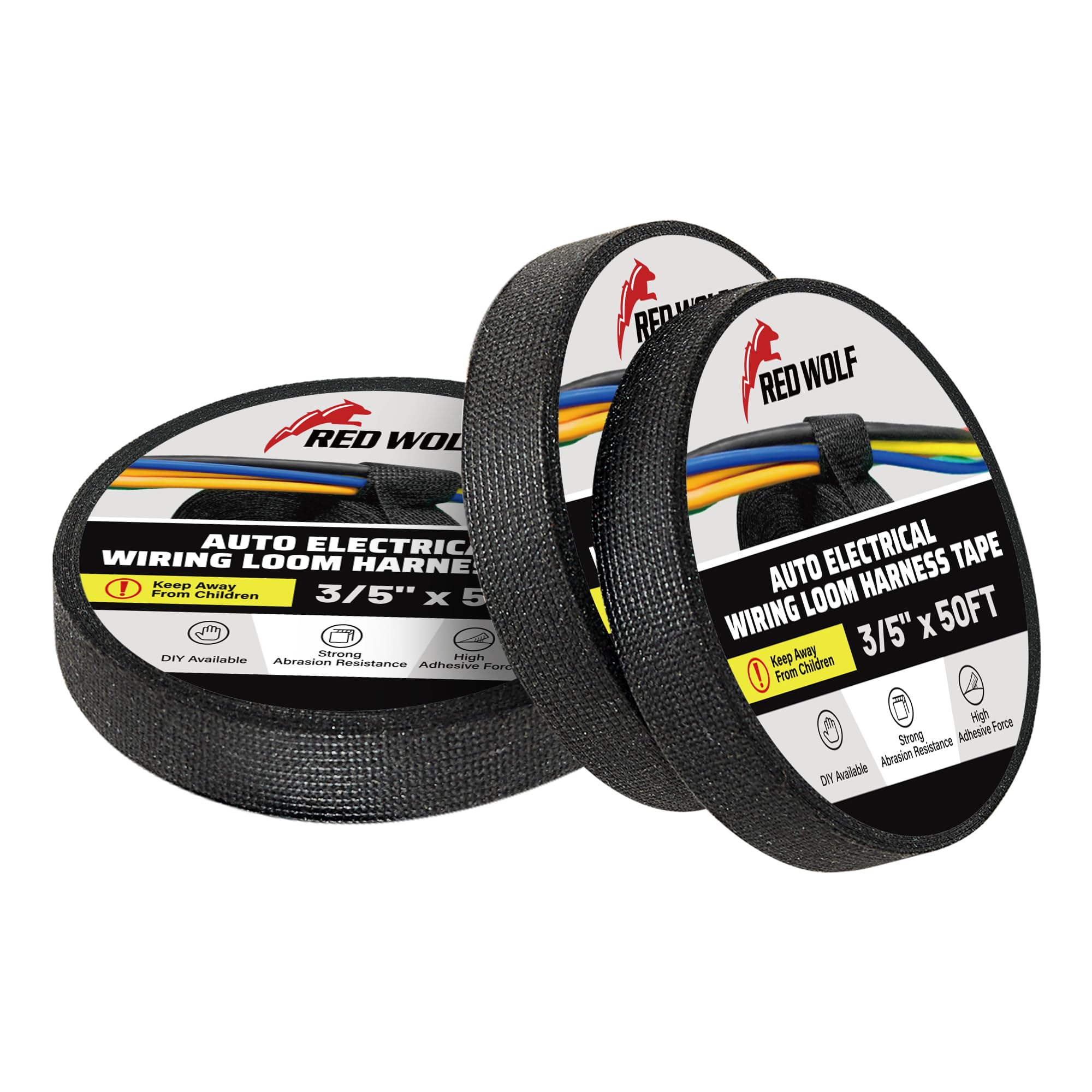 Amazon.com: RED WOLF Electric Wiring Harness Tape 3 Rolls High Temp ...