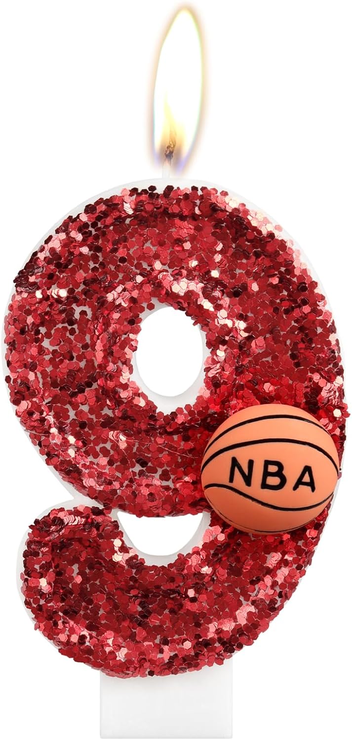 Amazon.com: iNINGER Birthday Candle Number 9 Red NBA Birthday Cake ...