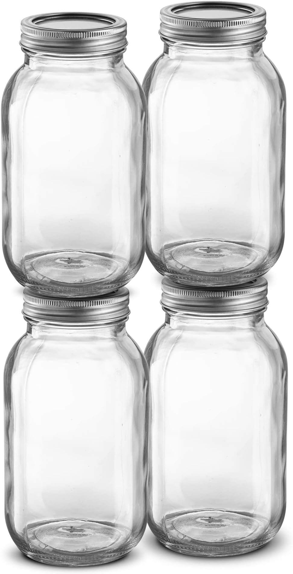 Amazon.com: Bedoo Mason Jars 32 oz, 12 Pack Quart Mason Jars With Wide ...