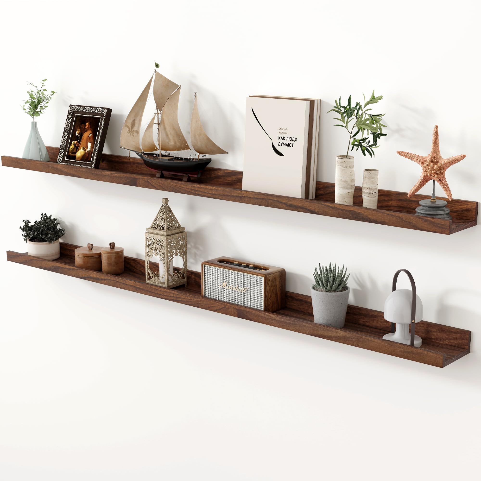 Amazon.com: Axeman Oak Floating Shelves 55 Inch Picture Ledge Shelf Set ...