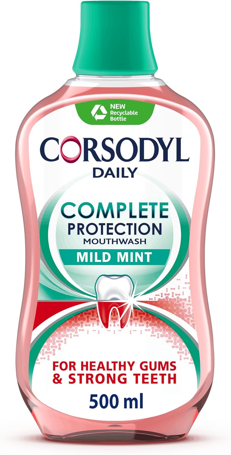 Corsodyl Complete Protection Mild Mint Mouthwash 500 ml (Pack of 1 ...