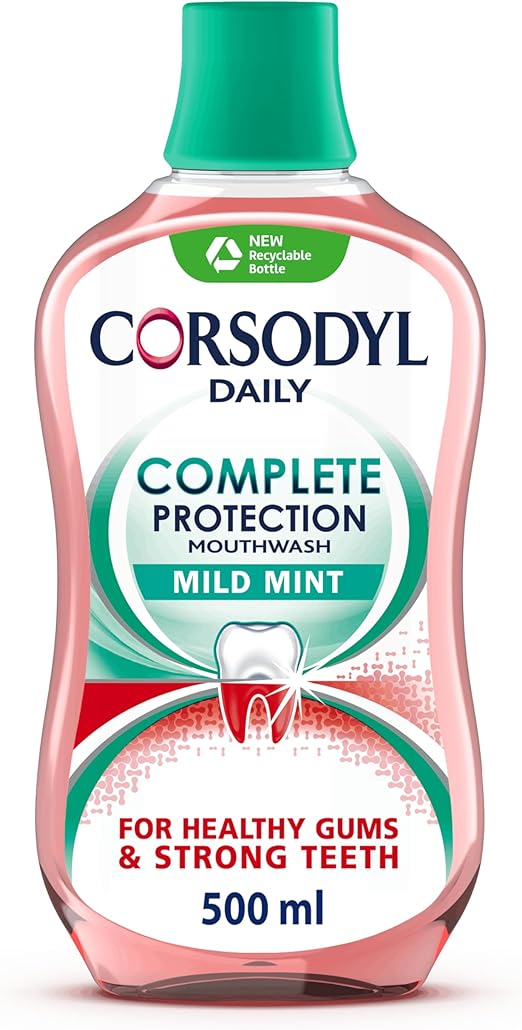 Corsodyl Complete Protection Mild Mint Mouthwash 500 ml (Pack of 1 ...
