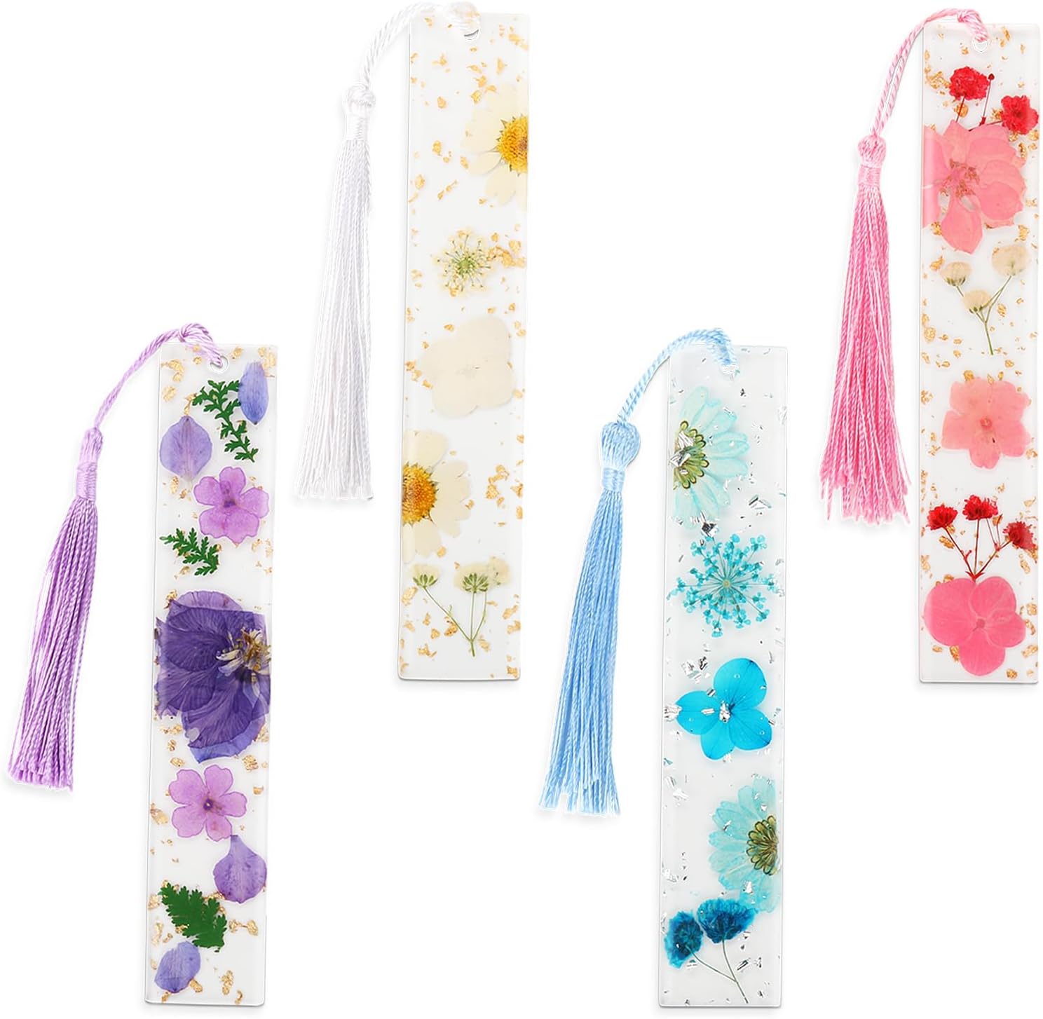 Amazon.com: 4pcs Dried Flower Bookmarks Handmade Transparent Bookmarks ...