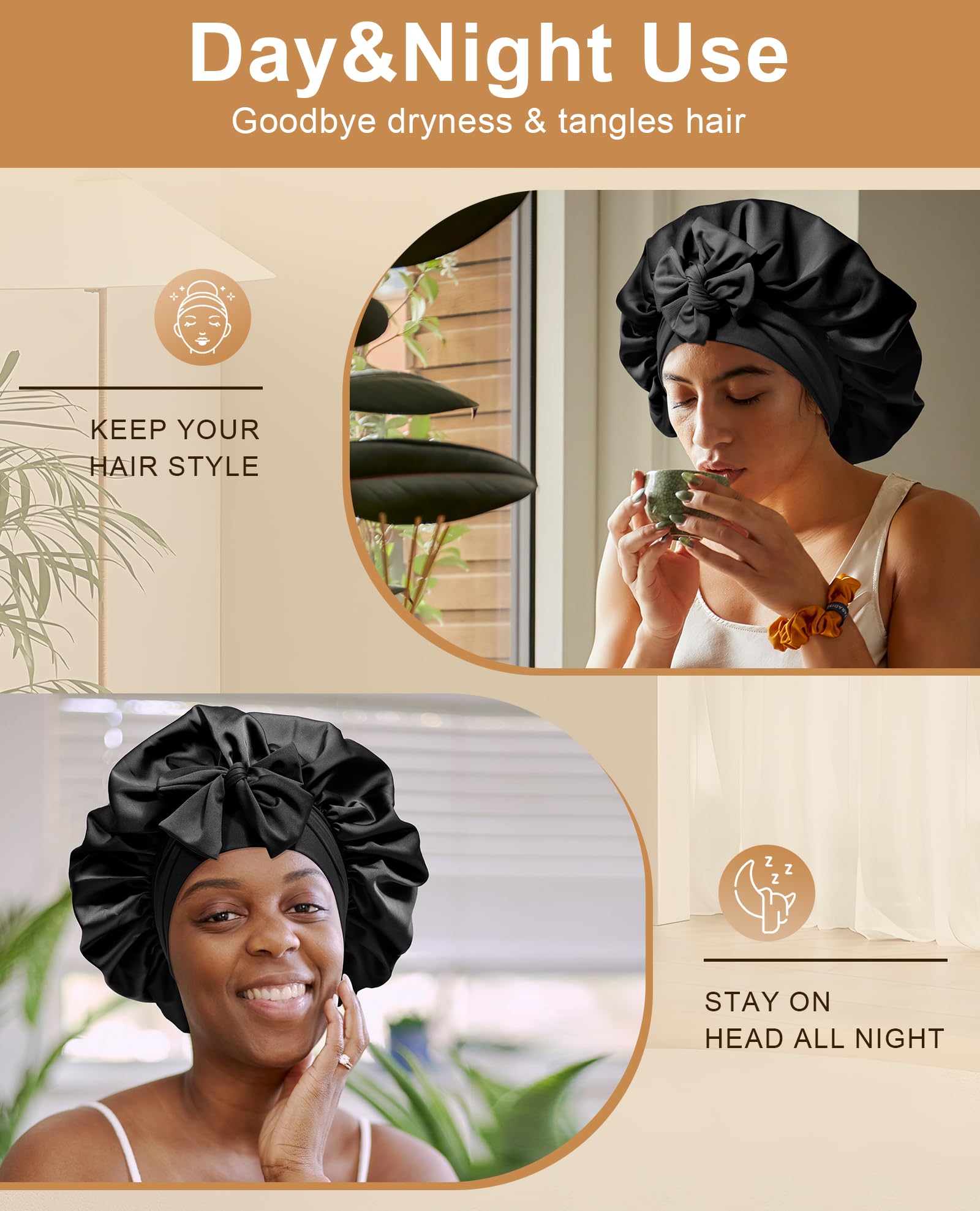 Snapklik.com : CHLINS Extra Large Satin Bonnet For Sleeping, Jumbo Silk ...