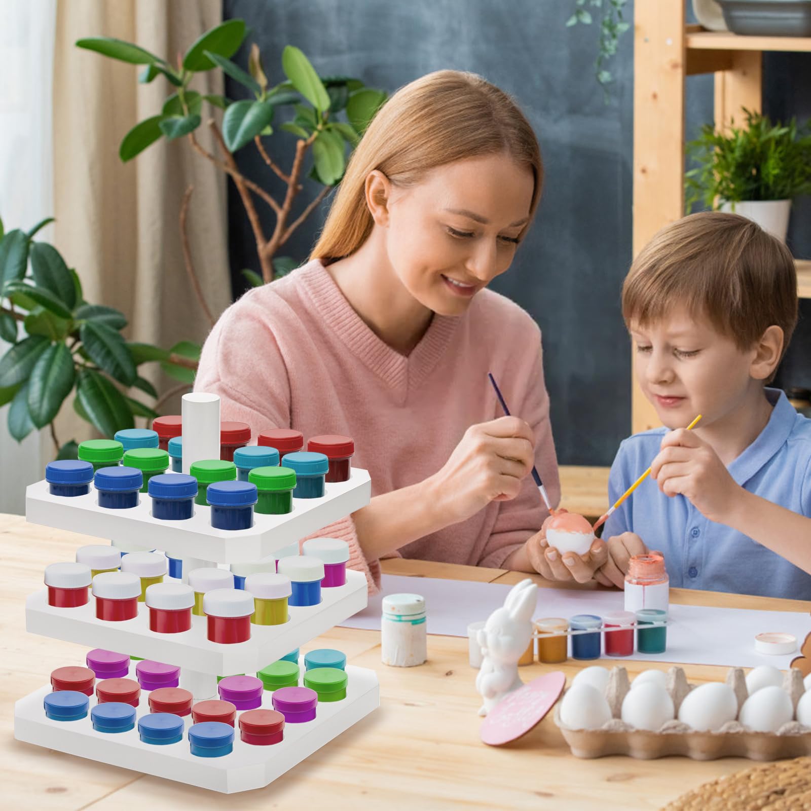 Pumtus 3-Tier Wood Spinning Paint Rack, Rotating Citadel Paint Holder ...