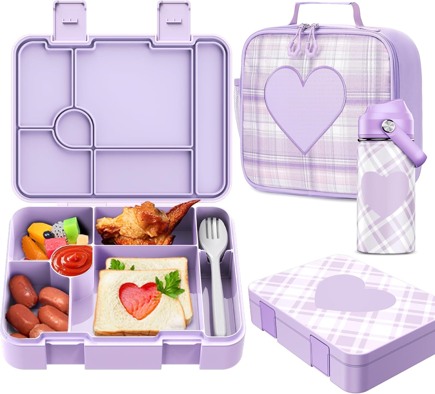 Amazon.com: Bevalsa Bento Lunch Box for Kids with Insulated Water ...