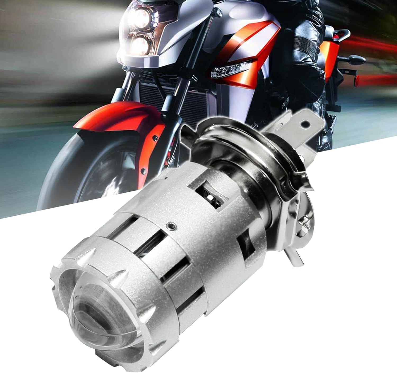 Amazon.com: PLUSBEAM H4 Led Light Bulb Motorcycle, 42W 4800LM 9003 High ...