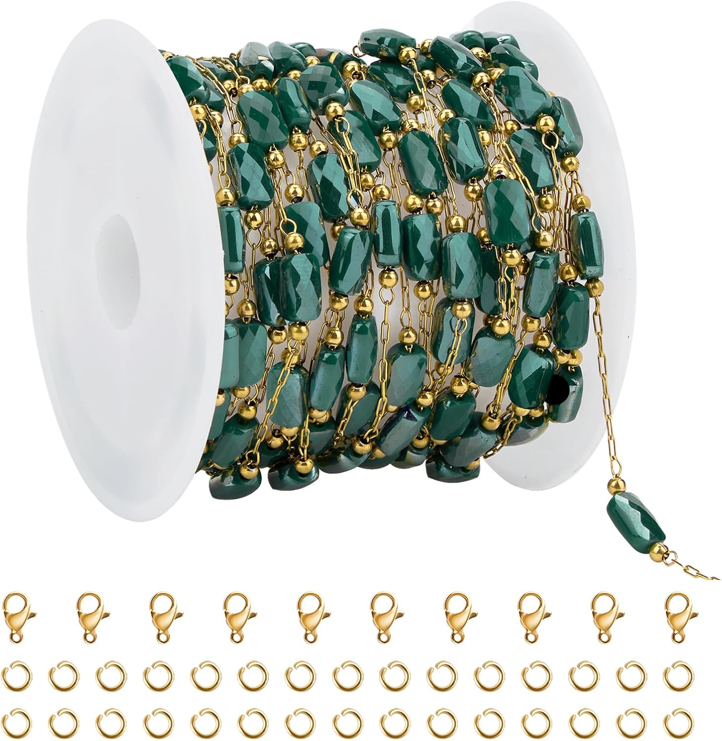Amazon.com: UMAOKANG 4 Meters Dark Green Crystal Chains for Jewelry ...