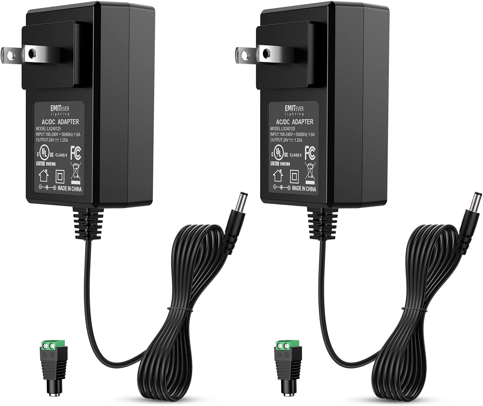 Amazon.com: EMITEVER DC 24V 30W Power Supply 2 Pack, LED Power Adapters ...