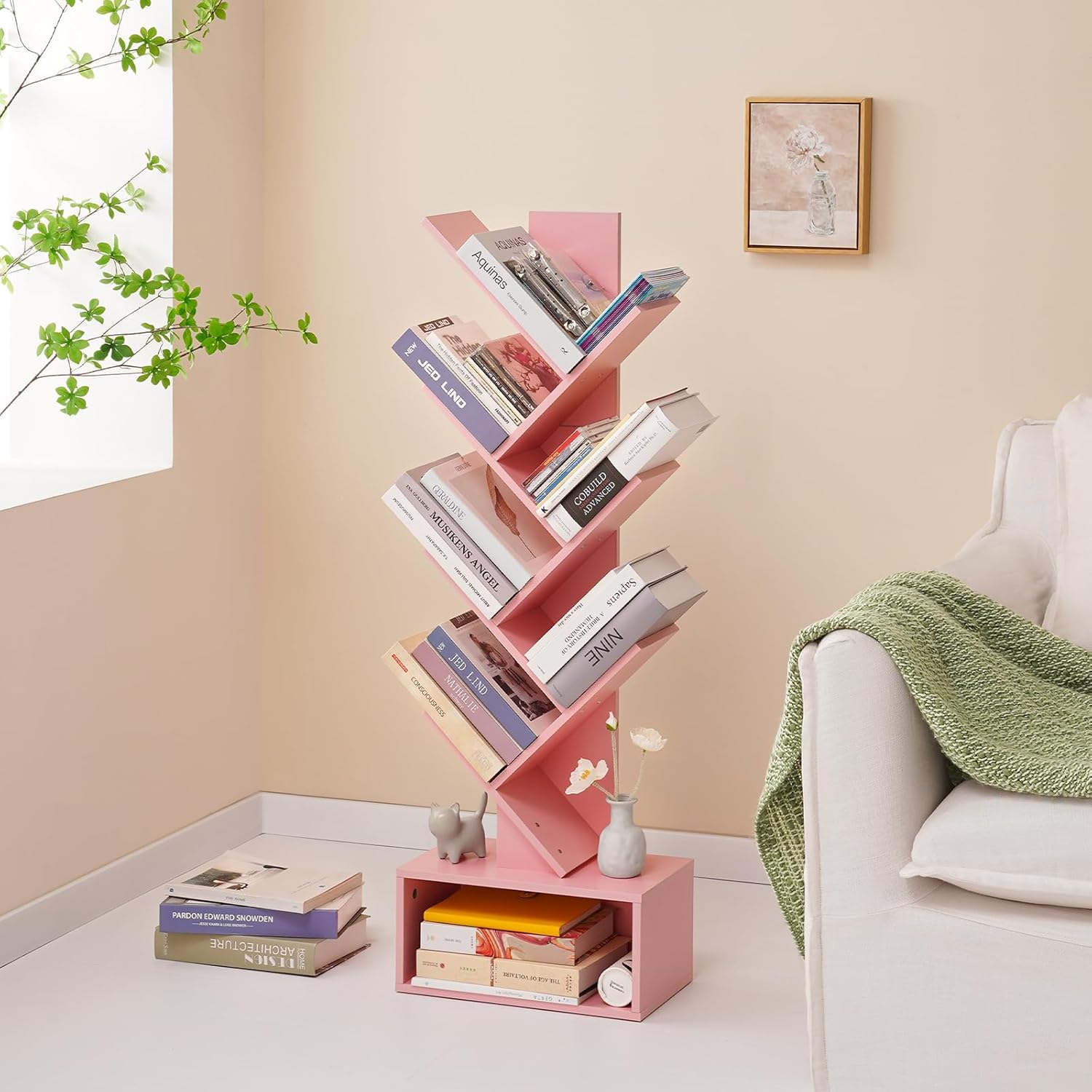 Amazon.com: Yoobure Tree Bookshelf - 6 Shelf Retro Floor Standing ...