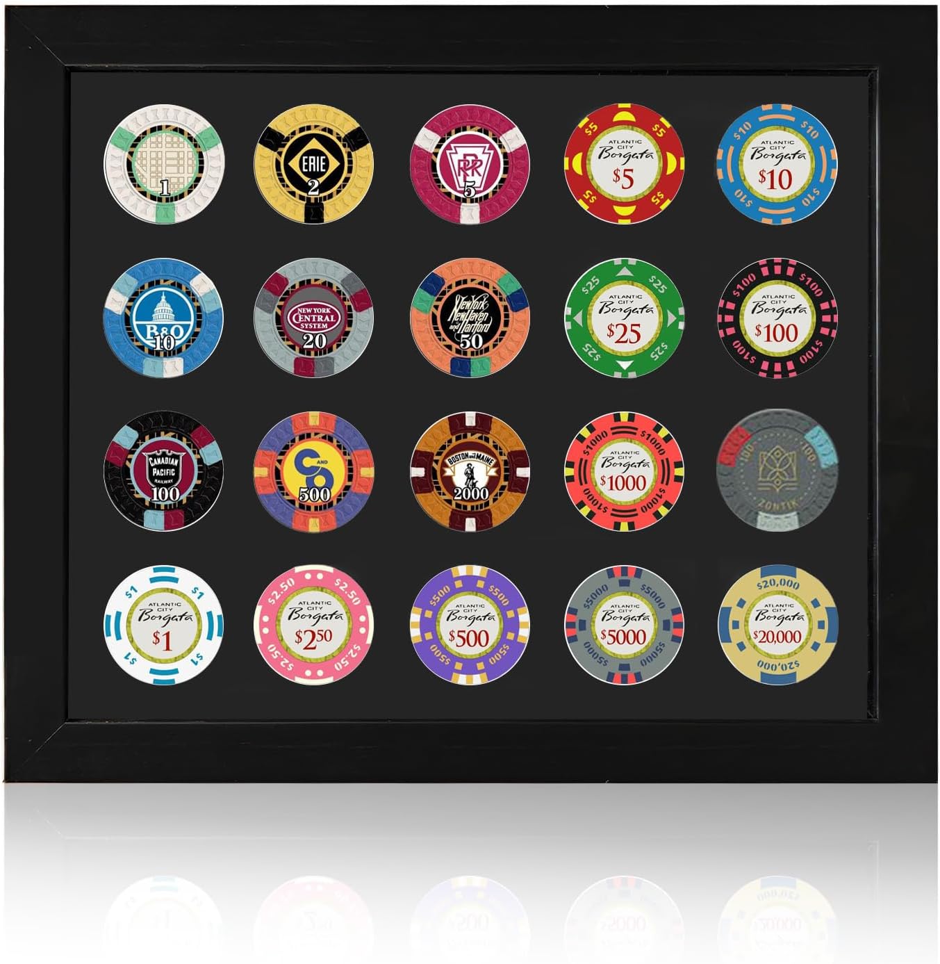 Amazon.com: Poker Chip Display Frame for 20 Chips, 11.8"x9.8" with EVA ...