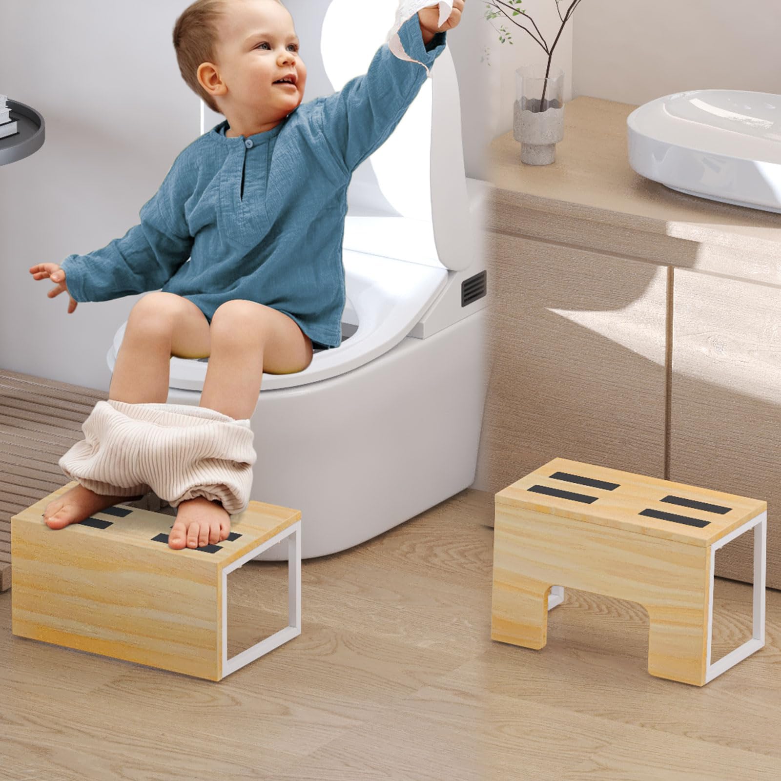 Amazon.com: Squatting Toilet Stool, Bamboo 8 Inch Toilet Potty Stool ...