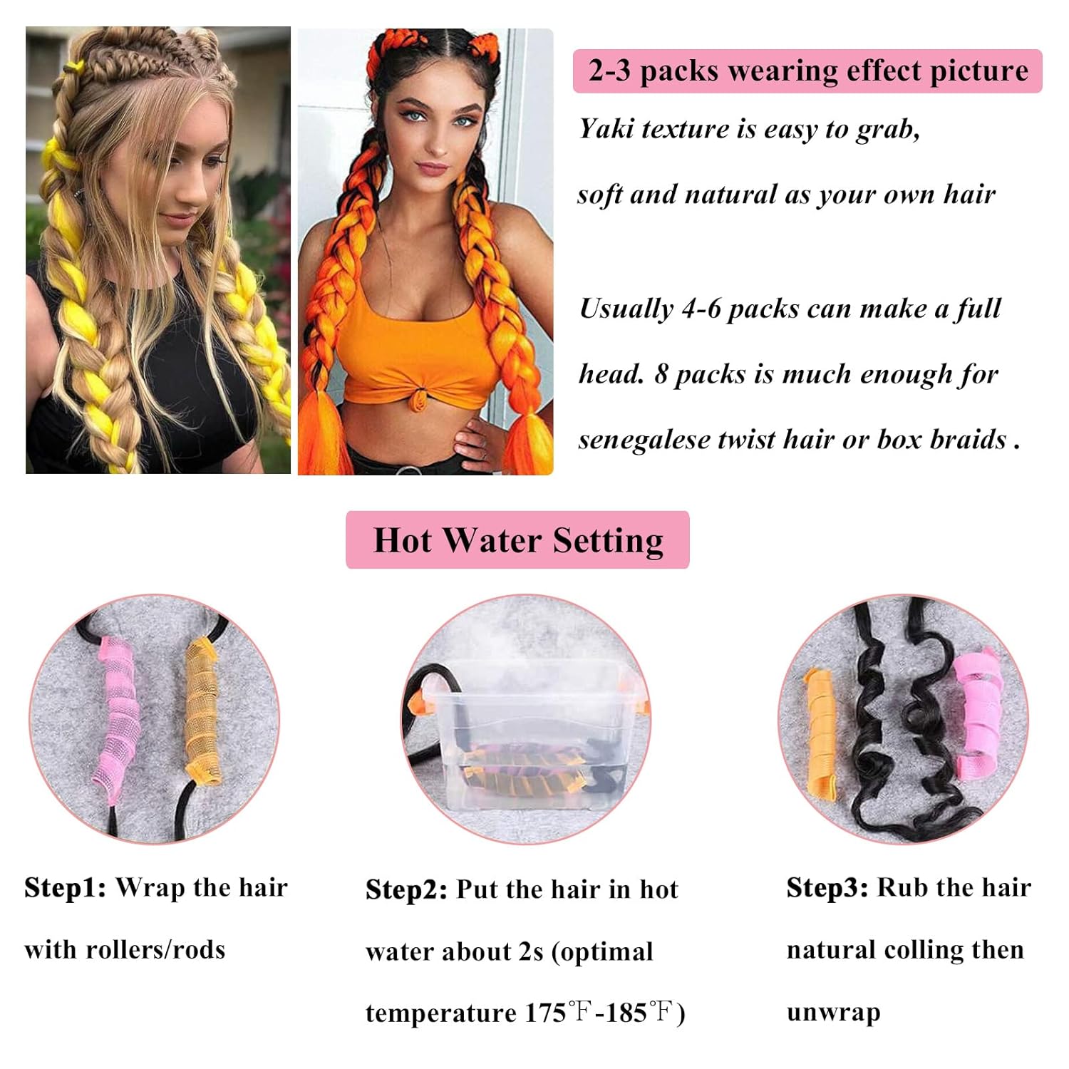 Buy UPruyo 350 Ginger Braiding Hair Pre Stretched Kanekalon Knotless ...
