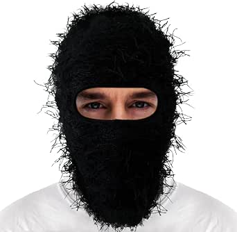 Amazon.com: Distressed Balaclava Ski Mask Knitted Full Face Windproof ...