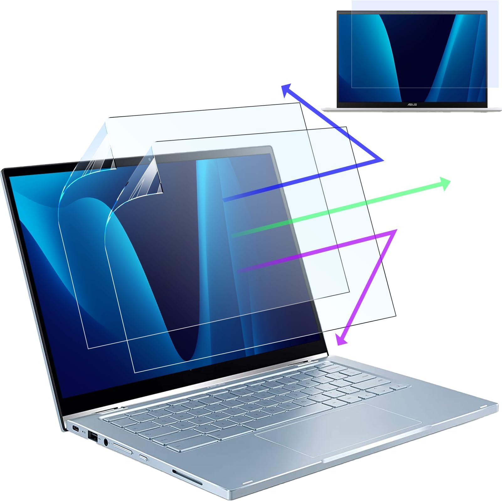 2 Pcs 14 Inch Anti Blue Light Screen Protector Compatible With Lenovo ...