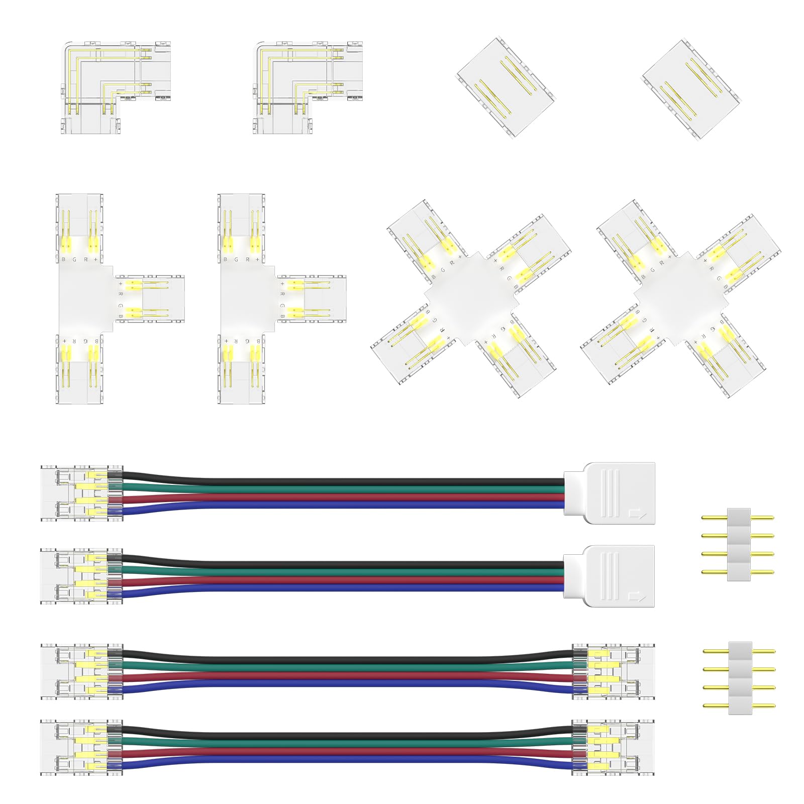 Snapklik.com : MIWISE 10mm RGB COB LED Strip Connectors Kit, L-Shaped ...