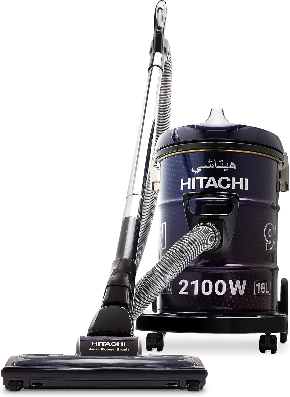 HITACHI Drum Vacuum Cleaner 2100 Watts, 18L Tank Dust Capacity, Aero Power Brush to Clean ...