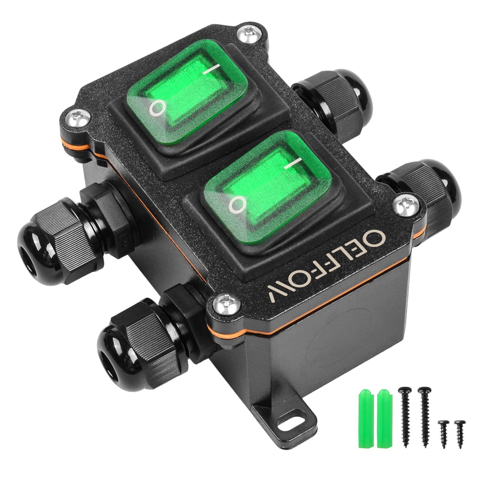 Snapklik.com : OELFFOW Waterproof On Off Toggle Switch Double Switch