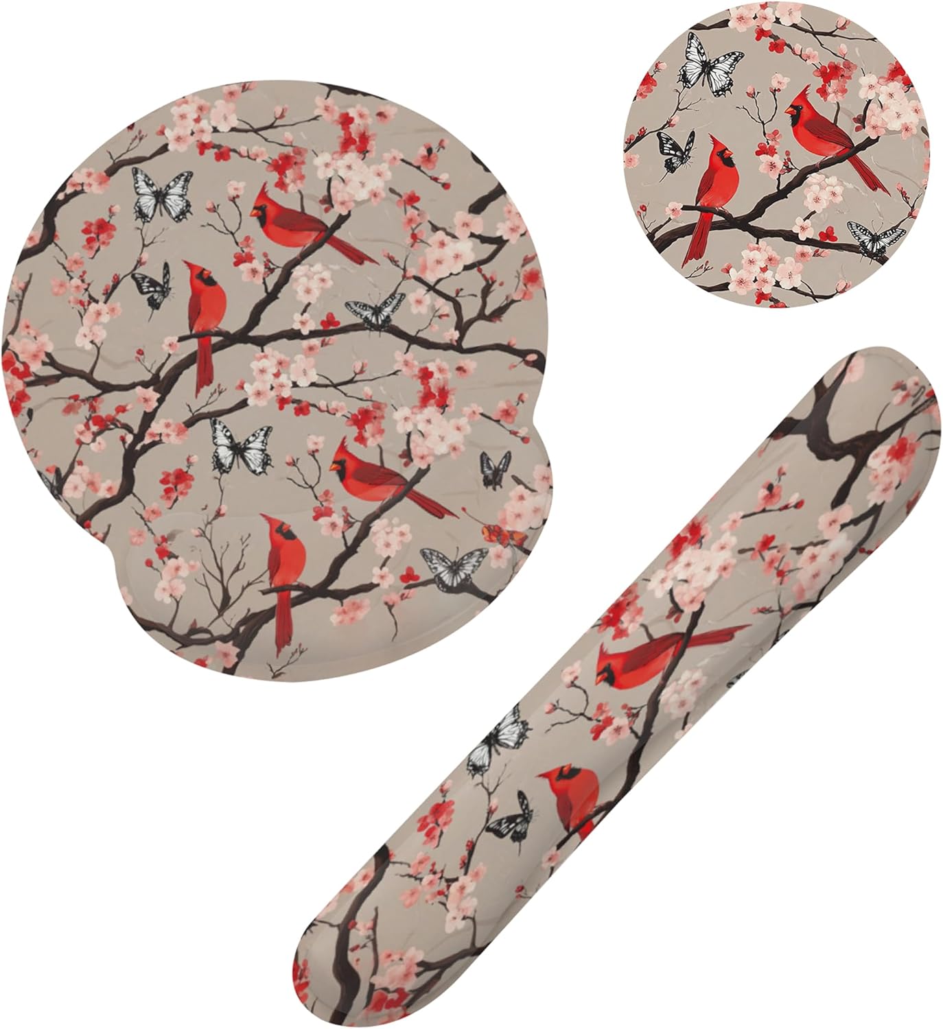 Amazon.com: Cardinal Cherry Blossom Butterfly Keyboard Wrist Rest Pad ...