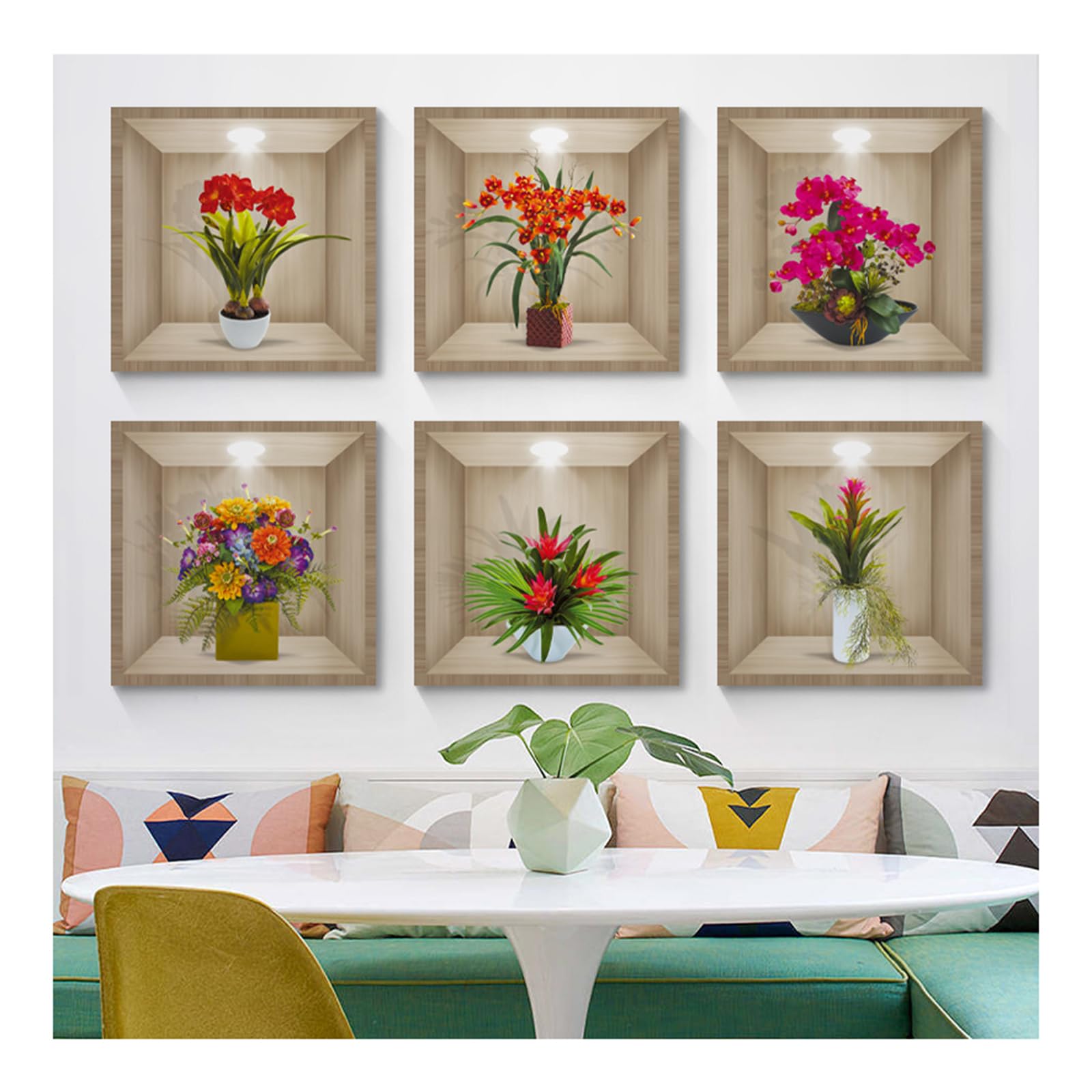 Amazon.com: 3D Flowers Vase Wall Sticker, Art Magic 3D Wall Decor ...