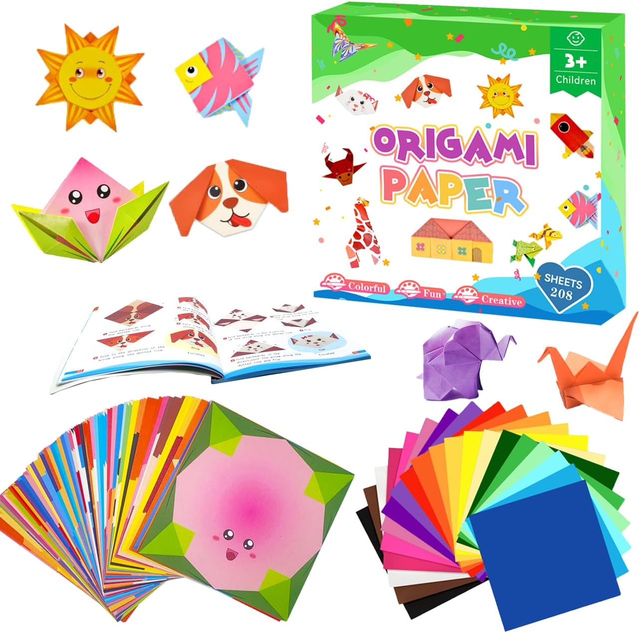 Origami Kit for Kids, 208 Sheets Origami Paper with 54 Patterns ...