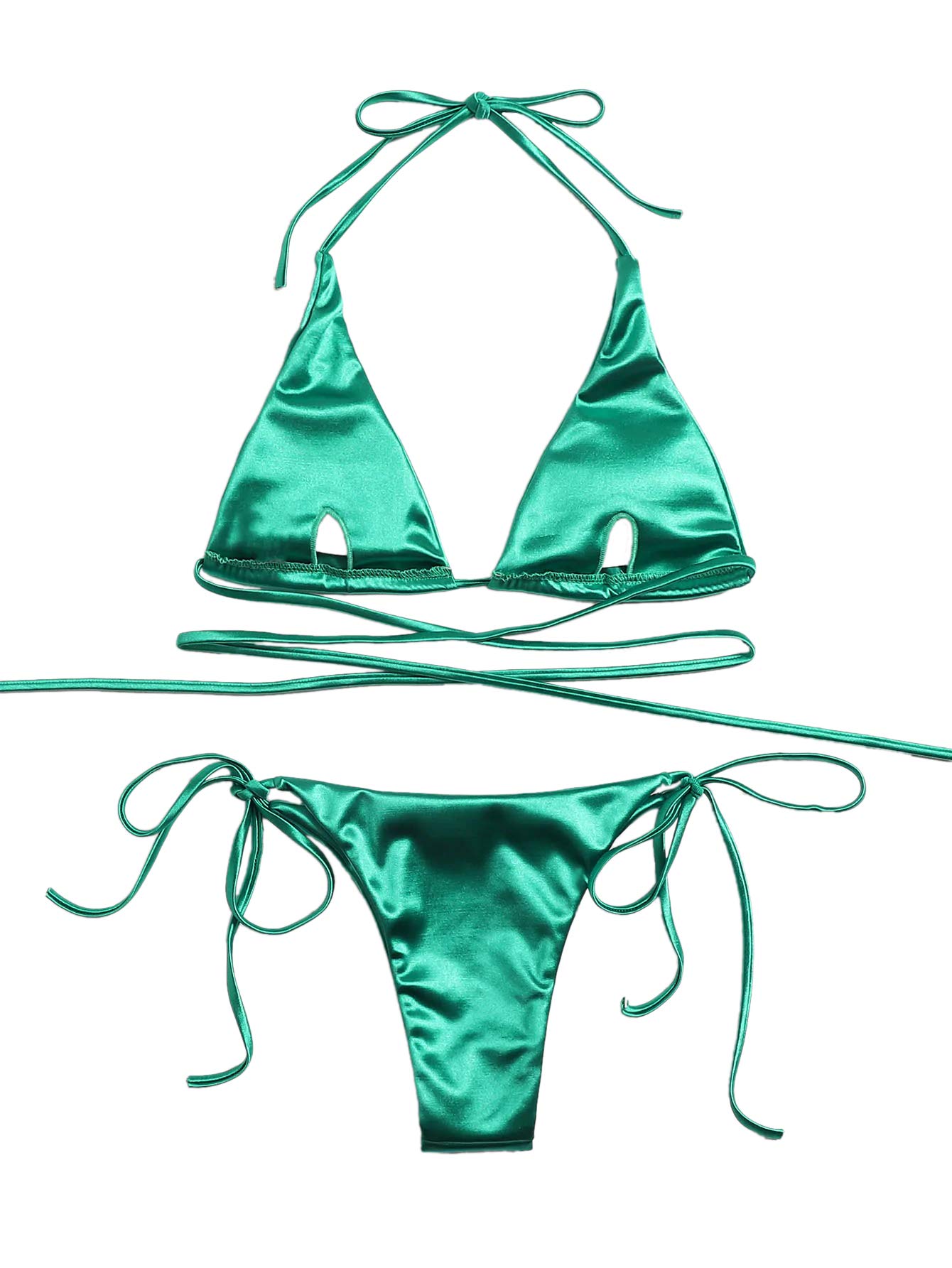 Snapklik.com : Womens Metallic Halter Top Two Piece Swimsuit Tie Side ...