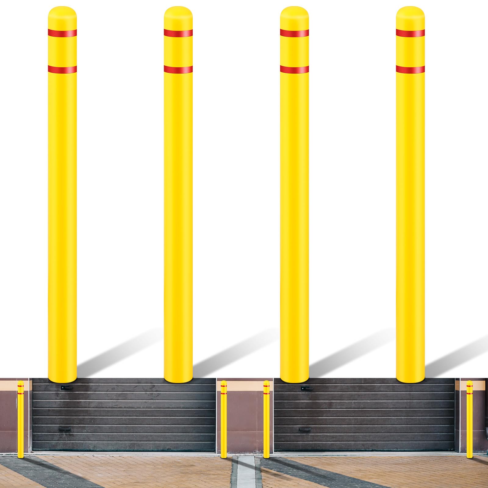Snapklik.com : Pangda 4 Pcs Flat Top Bollard Covers Yellow And Red ...