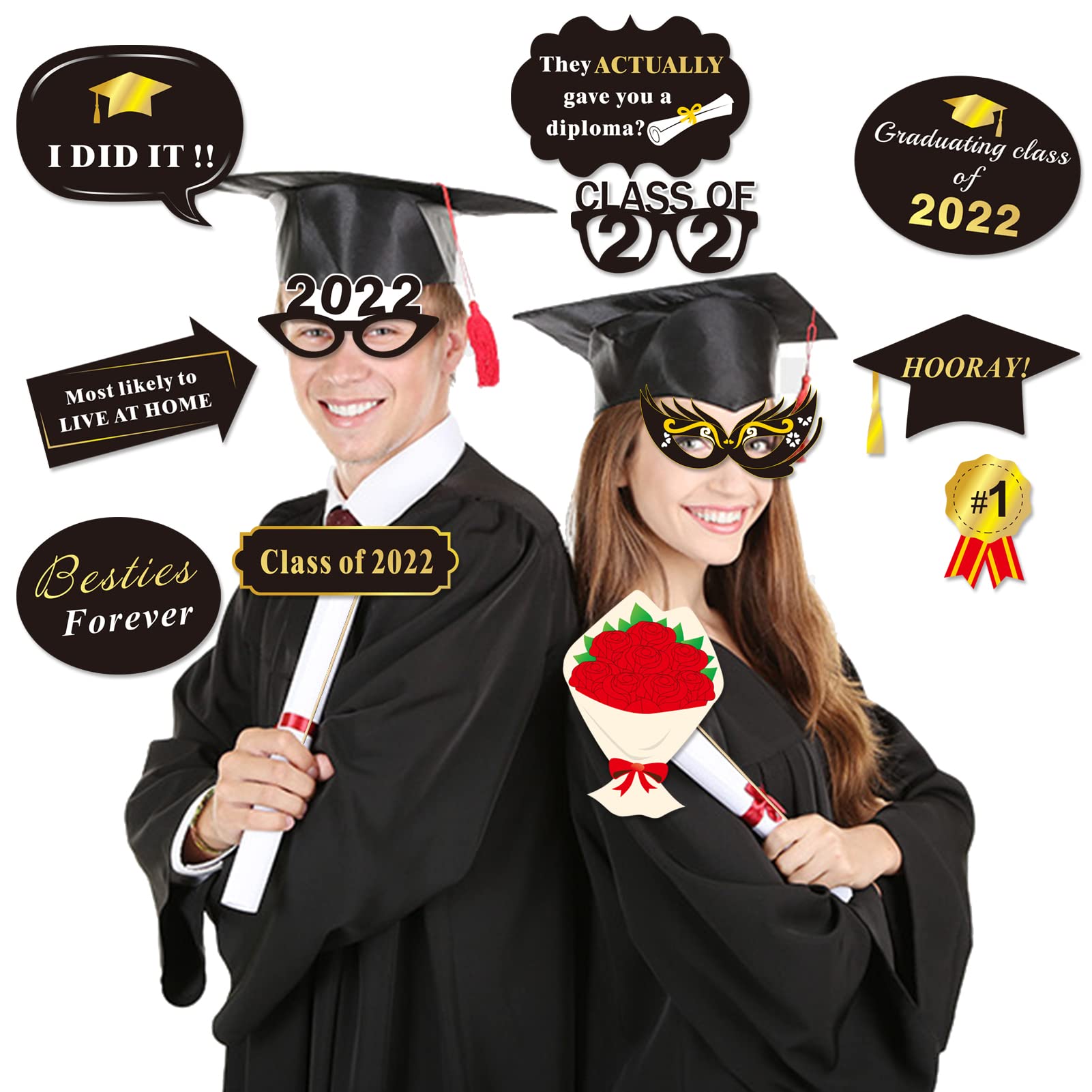 Graduation Photo Booth Props (50Count), Konsait Large Graduation Photo ...