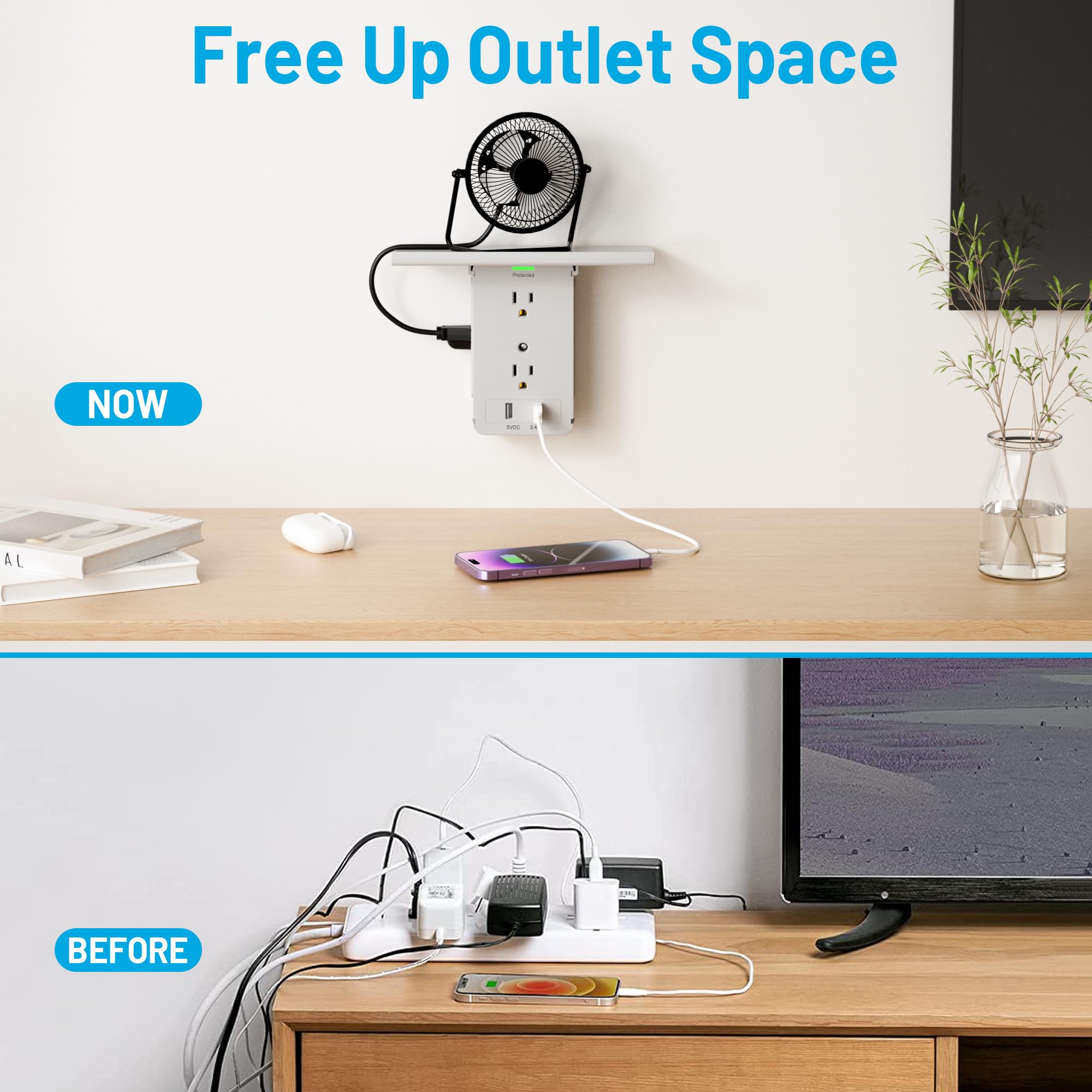 Snapklik.com : Socket Wall Shelf-CFMASTER 10 Port Surge Protector Wall ...