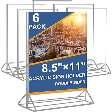 Amazon.com: MaxGear Acrylic Sign Holder 8.5 x 11, 6-Pack, Vertical ...