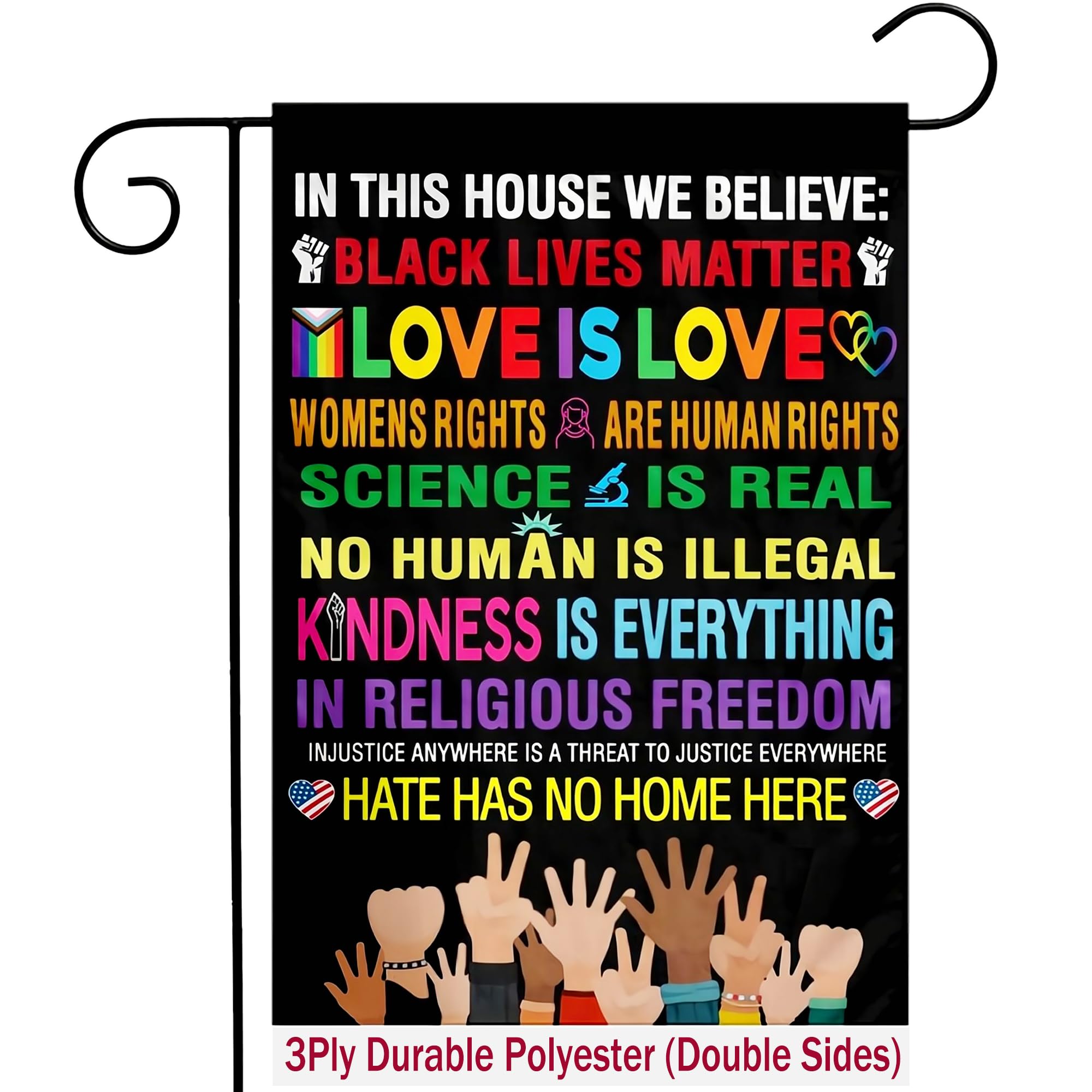 Amazon.com : Pride Garden Flags in This House We Believe Yard Sign Flag ...