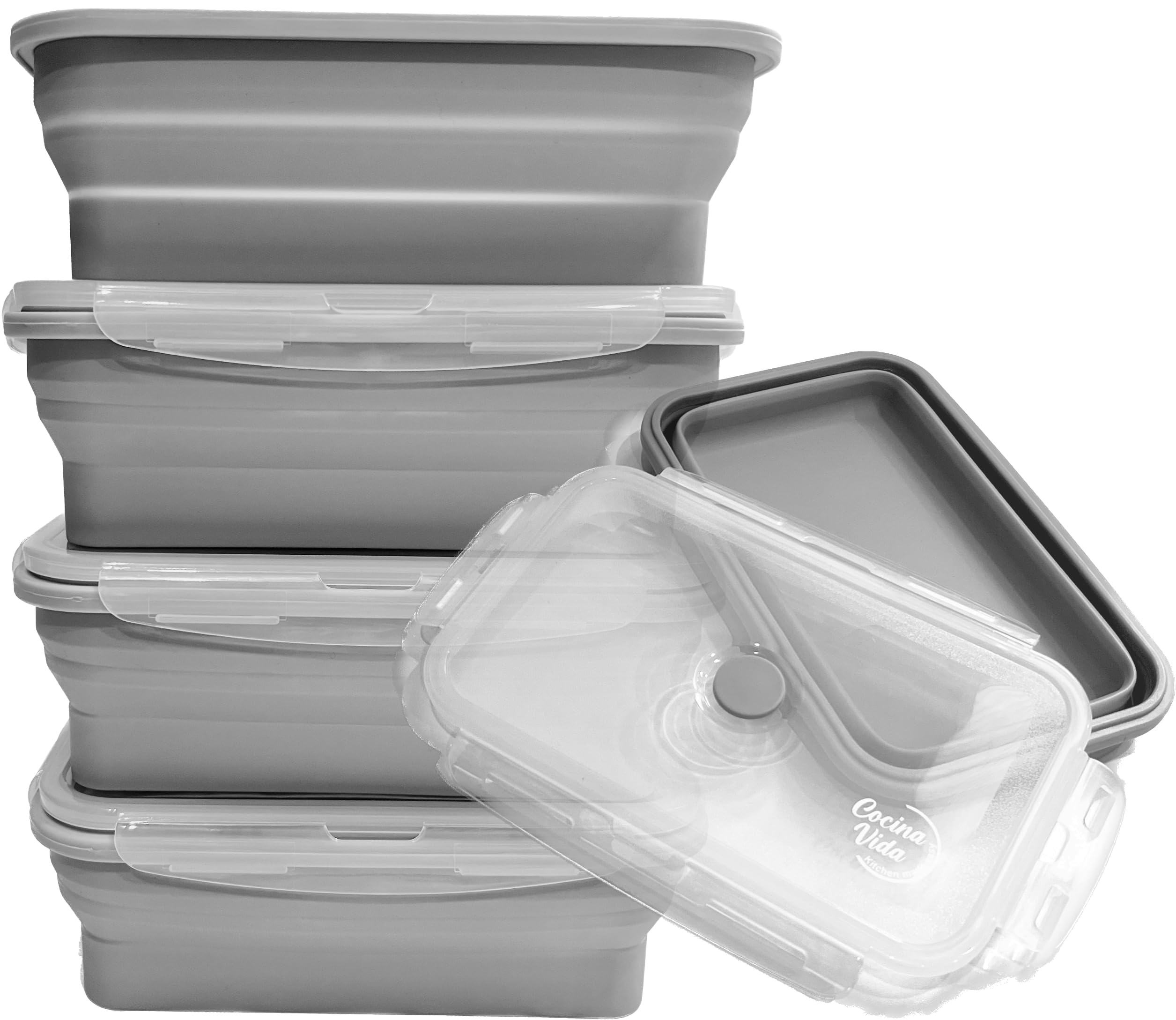 Amazon.com: Cocina Vida Collapsible Silicone Food Storage Containers ...