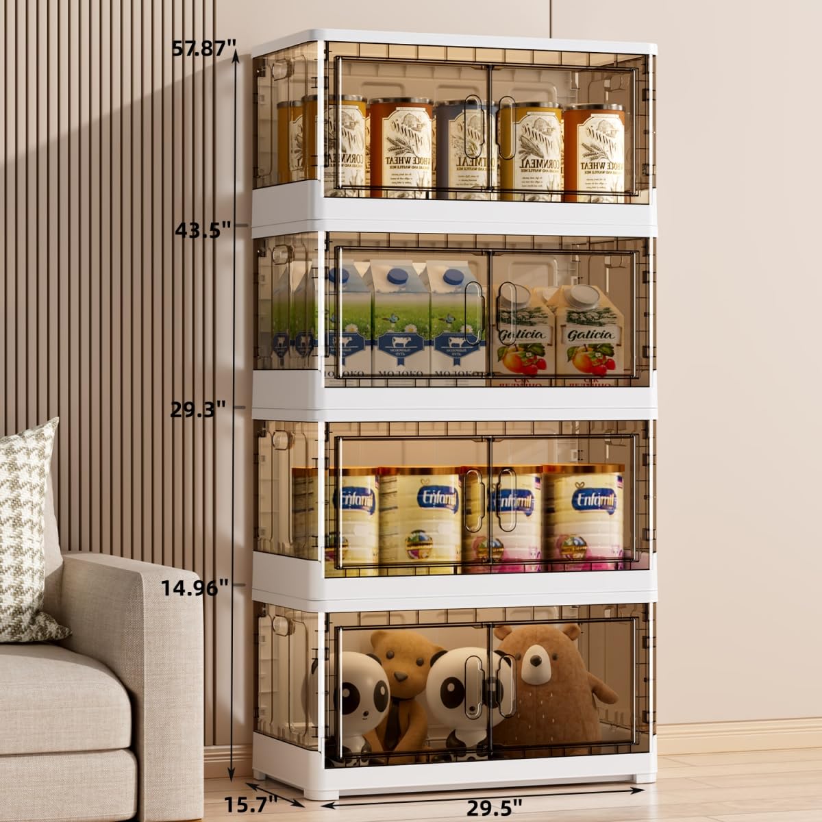 SIRIRIC Plastic Collapsible Storage Bins with Lids - 4 Packs 27Gal ...