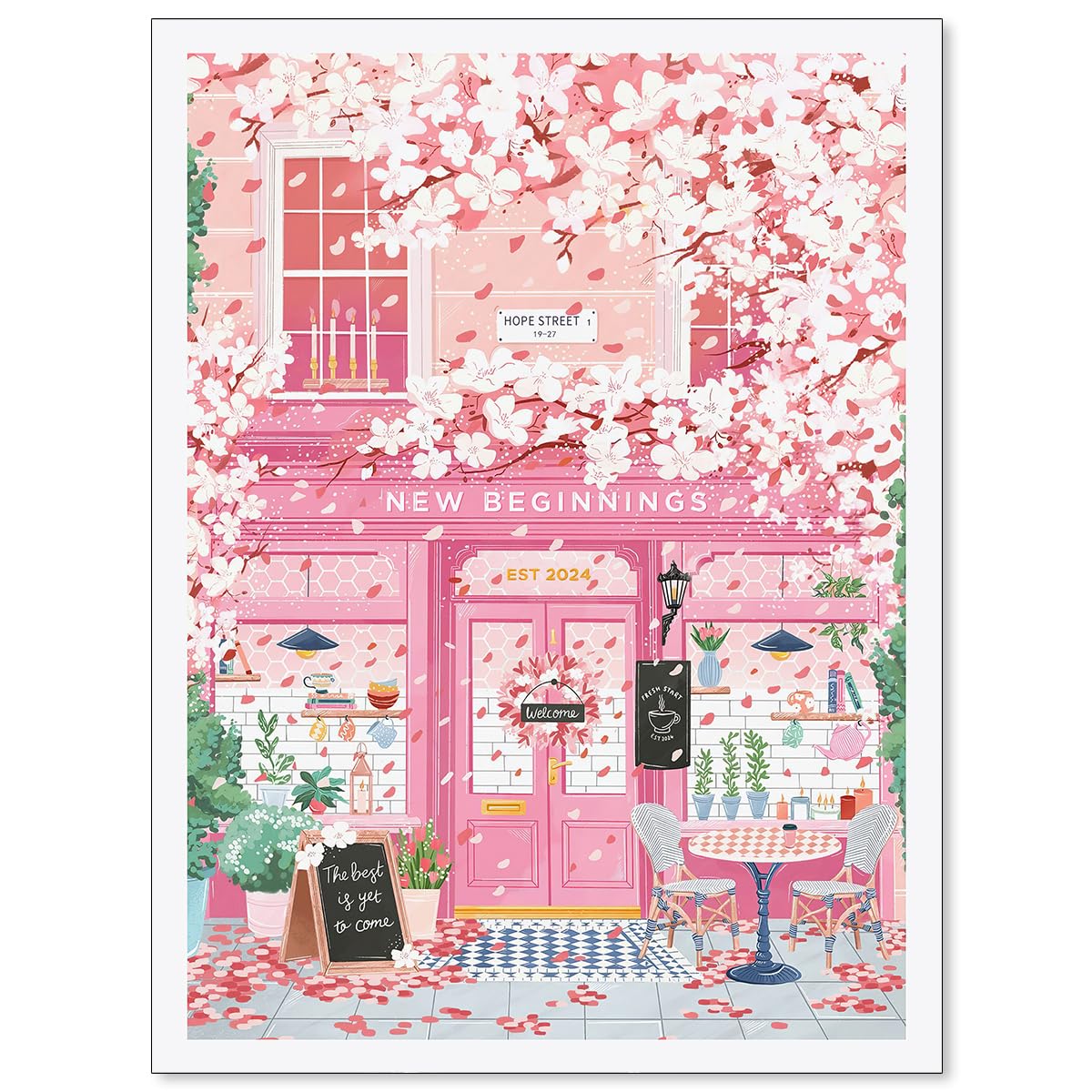 Amazon.com: Heltrappe Pink Blossom Cafe Canvas Wall Art Trendy Pink ...