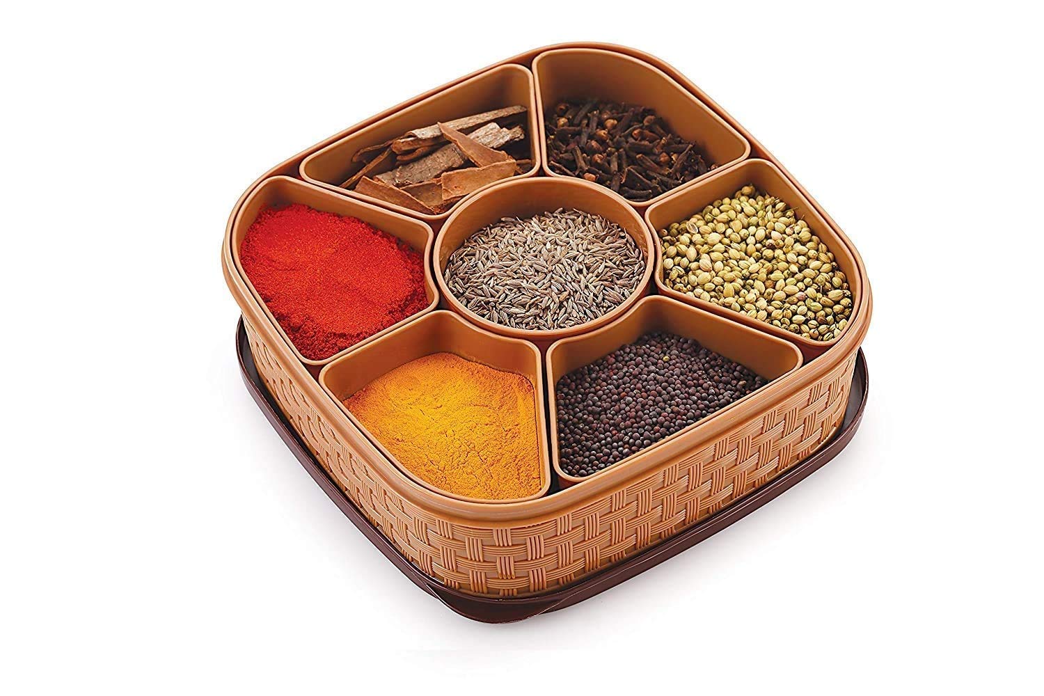 Buy Vidhi Sales Multipurpose 7 Sections Masala Rangoli Dabba Box Set ...