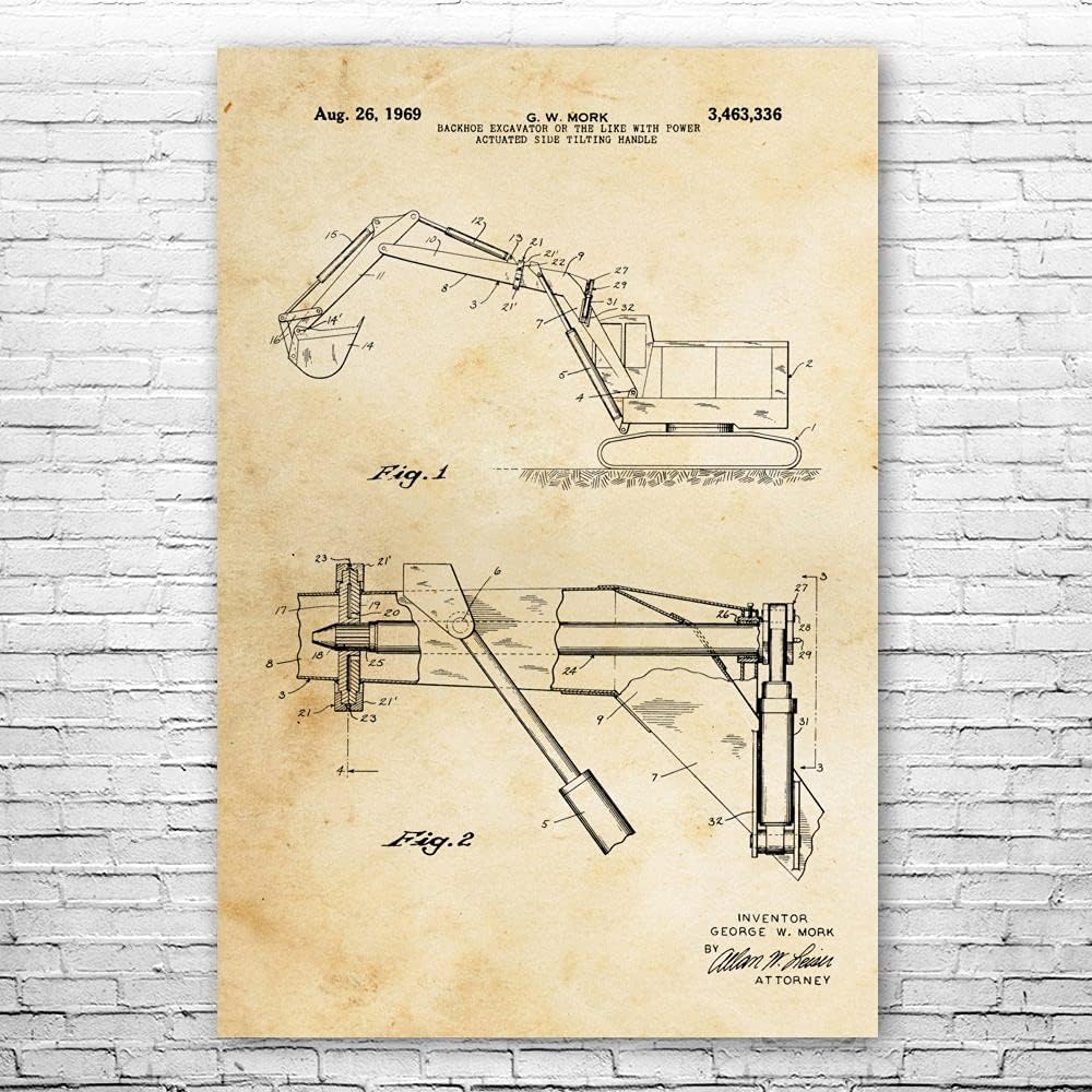 Amazon.com: Backhoe Excavator Poster Print, Industrial Decor ...