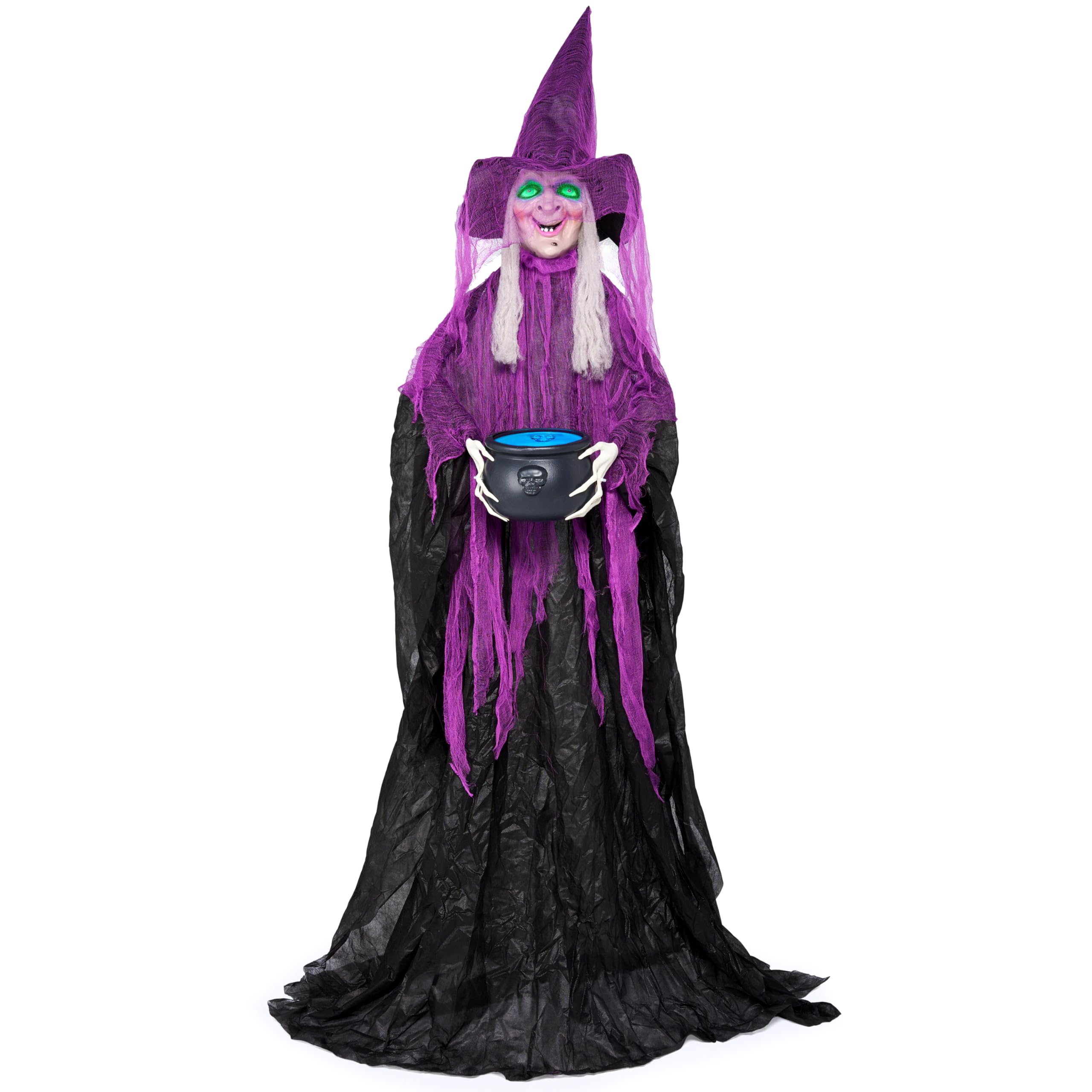 Amazon.com: JOYIN 68” Halloween Standing Witch Decoration with Cauldron ...