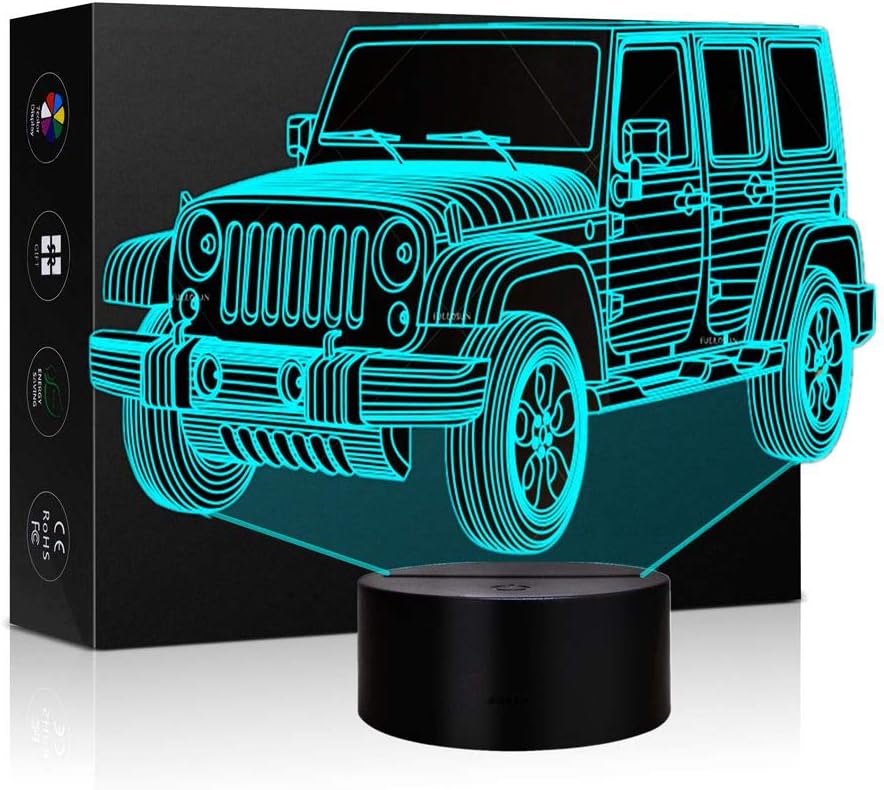 Jeep Car Gifts Night Lights for Kids Birthday Gift 3D Illusion Lamp ...