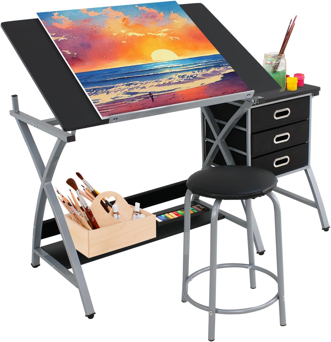 Amazon.com: JupiterForce Drafting Table with Tiltable Tabletop and ...