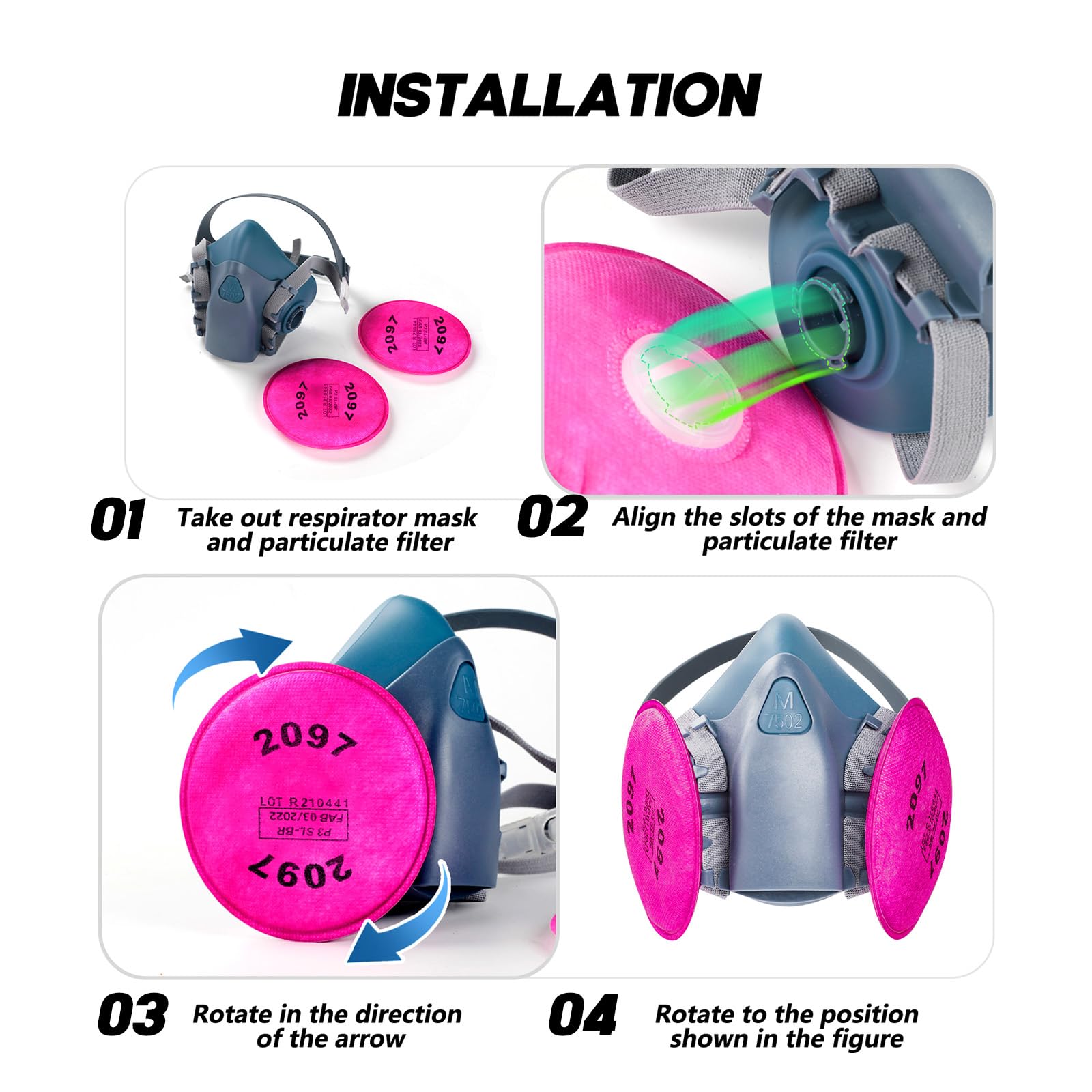 6PCS (3 Pack) 2097 Particulate Filter, Respirator Filter Helps Protect ...