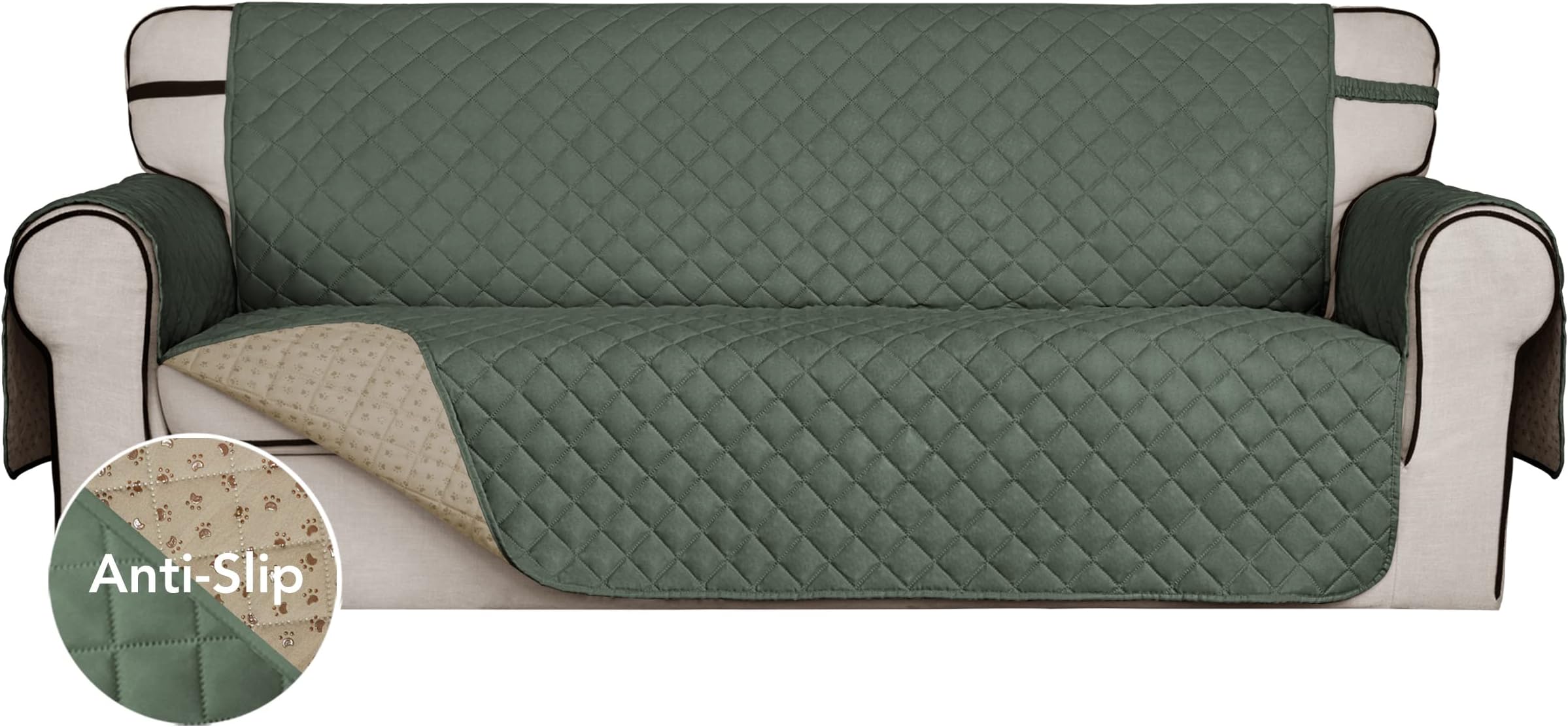 Amazon.com: PureFit Reversible Quilted Sofa Cover, Water Resistant ...
